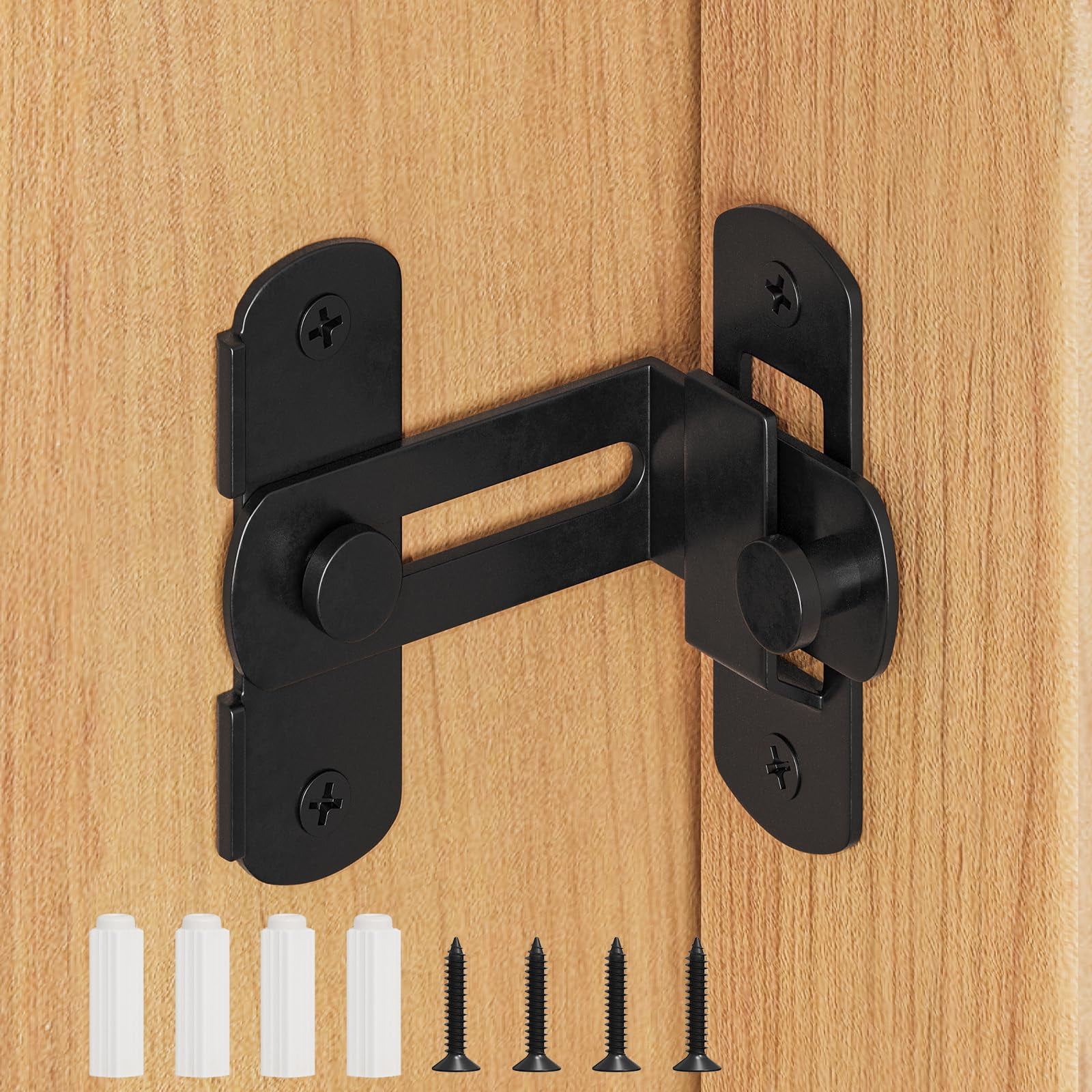 SMARTSTANDARD Barn Door Lock, 90 Degree Barn Door Latch, Matte Black ...