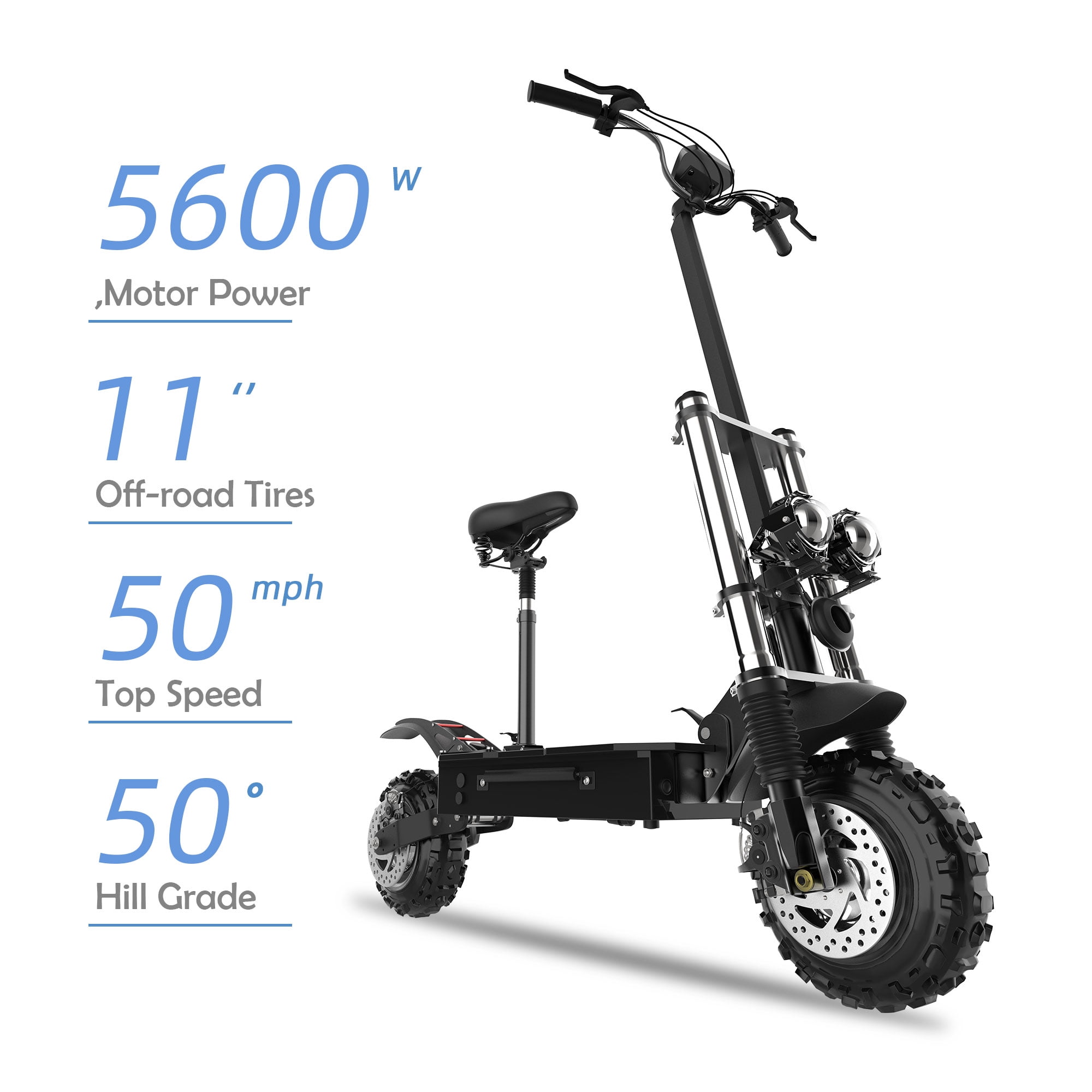 "SMATEIGHT Adult Electric Scooter with Suspension, Seat, 11"" Off-road ...
