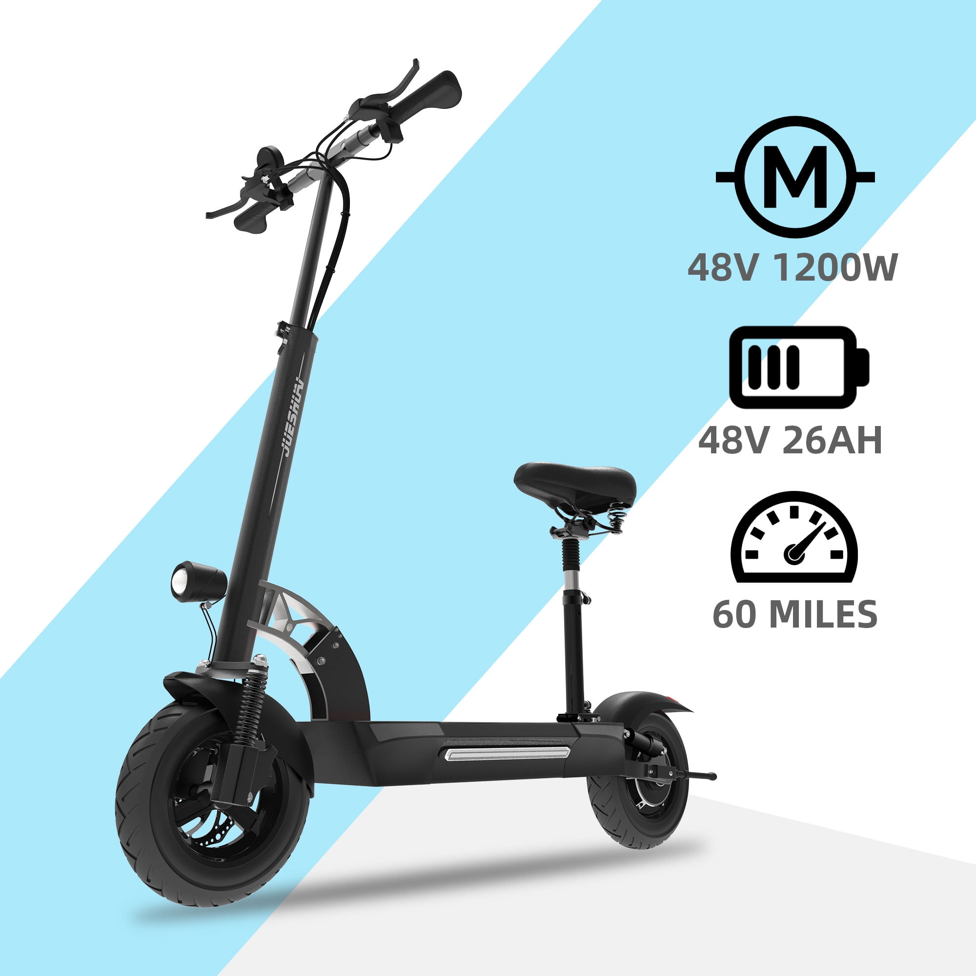 SMATEIGHT Electric Scooter with Seat, Long Range 60 Miles, 1200W Motor ...
