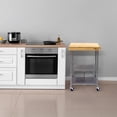 SMBT-02 Foldable Kitchen Island Cart with Wood Top and Steel Frame ...