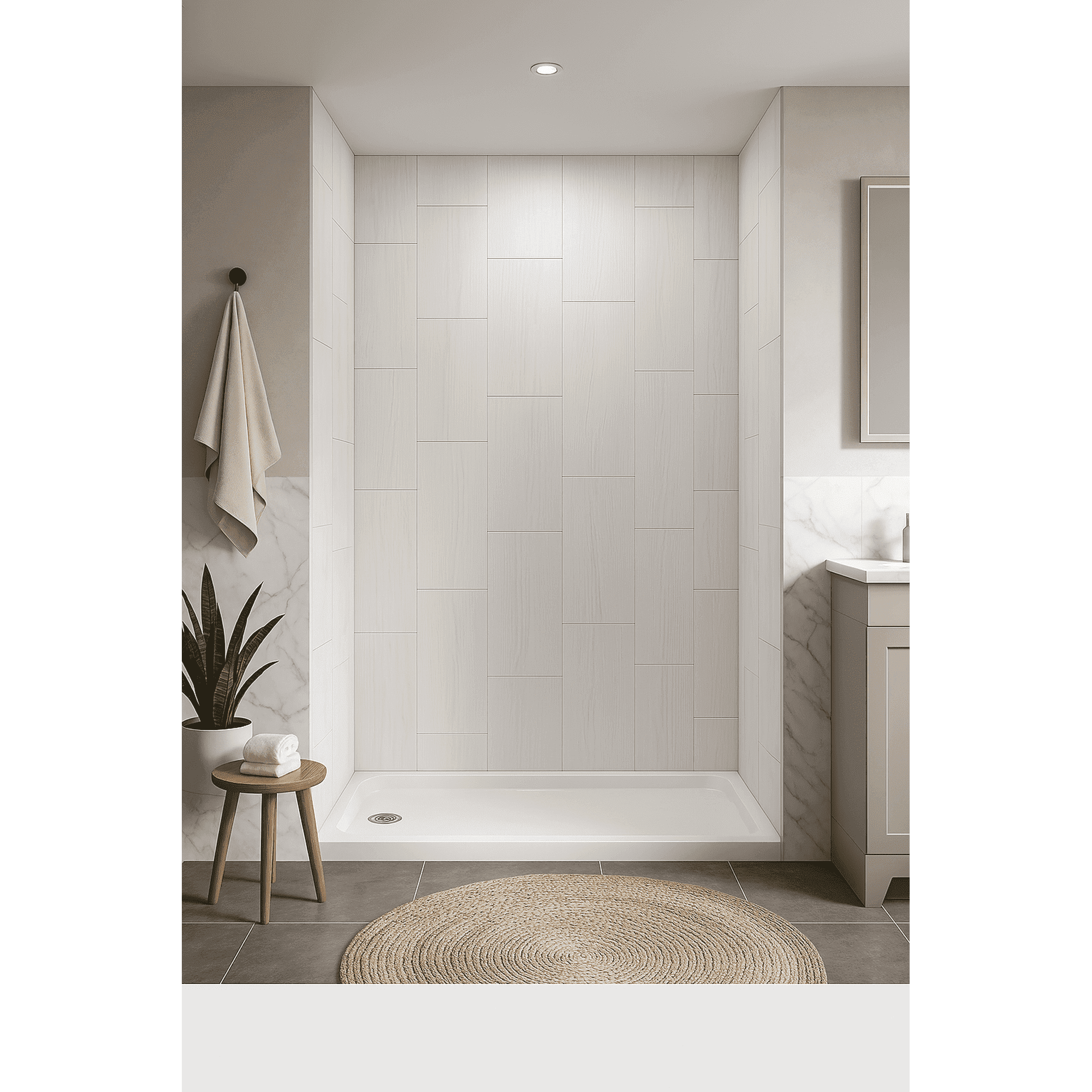 SMC Shower Wall Panel Kit – 36" x 60" x 90", Wood Grain Texture ...
