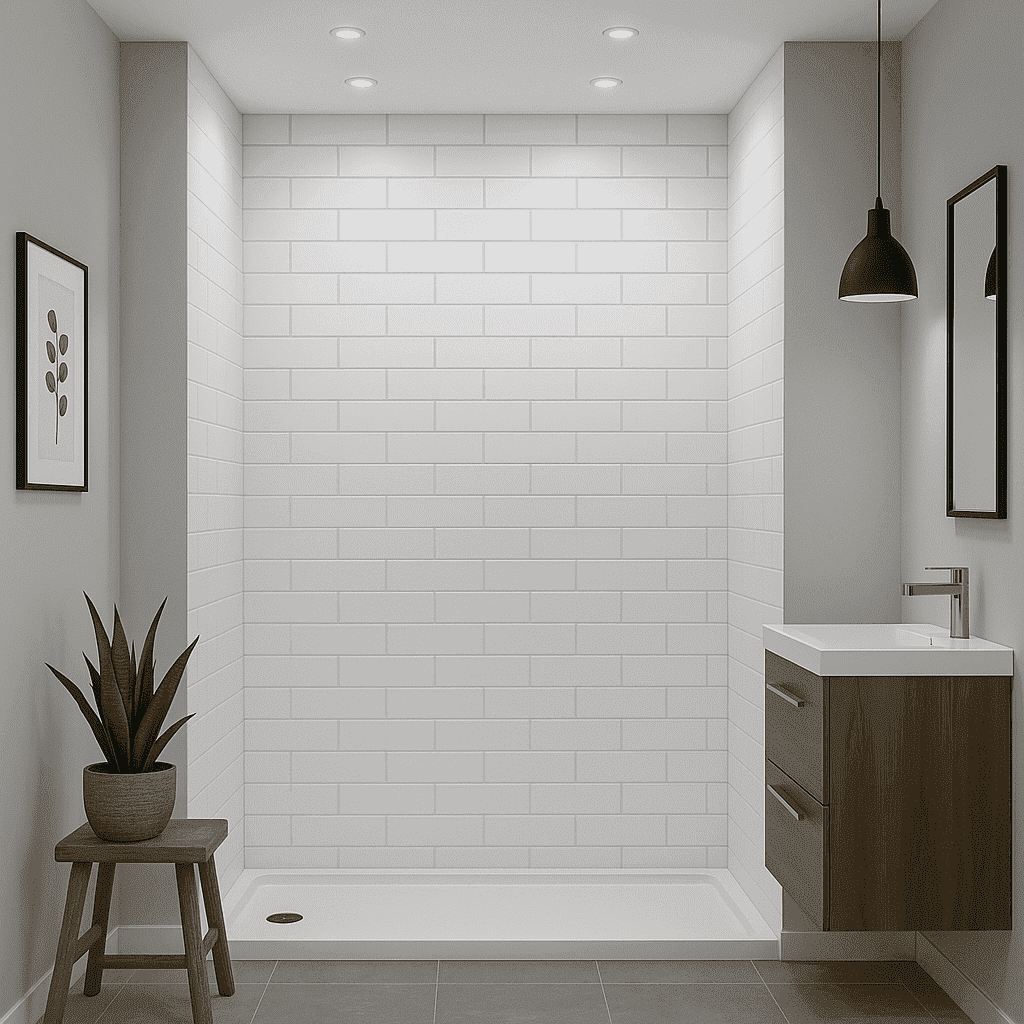 SMC Shower Wall Panel Kit with Brick Pattern – 36" x 60" x 90", Grout ...