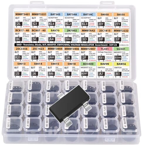SMD SOT-23 Electronic Components Assortment, Transistors, BJT, MOSFET ...