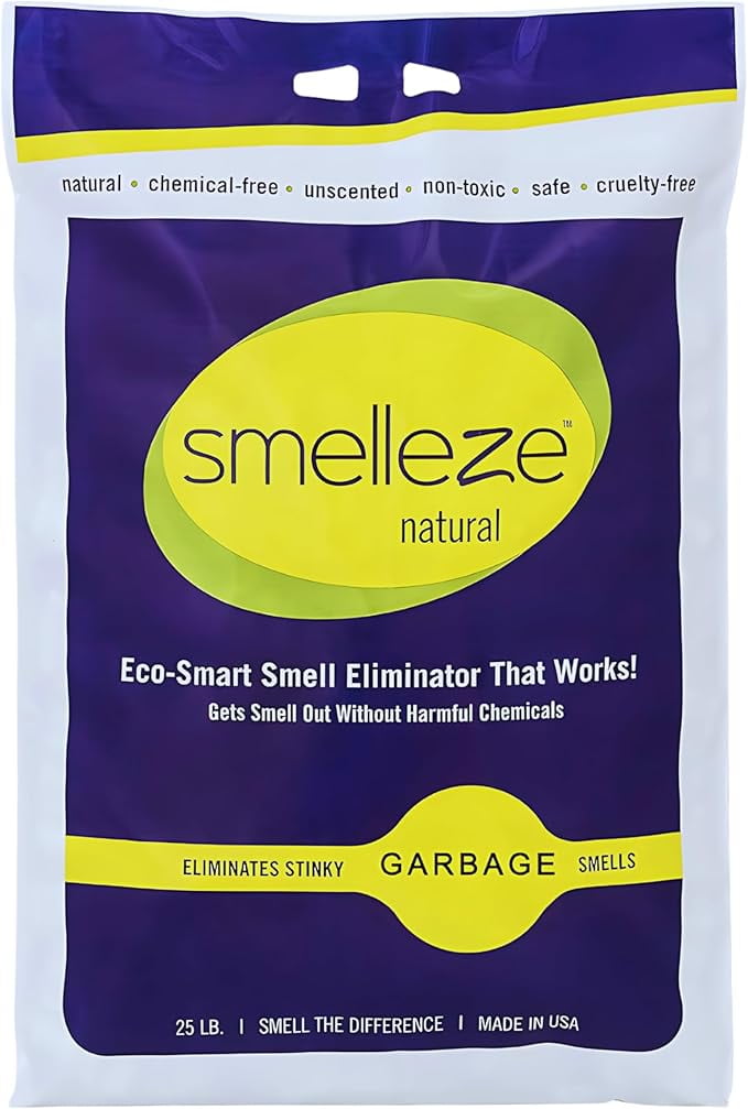 SMELLEZE Natural Garbage Smell Deodorizer Granules: 25 lb. Bag Sprinkle ...