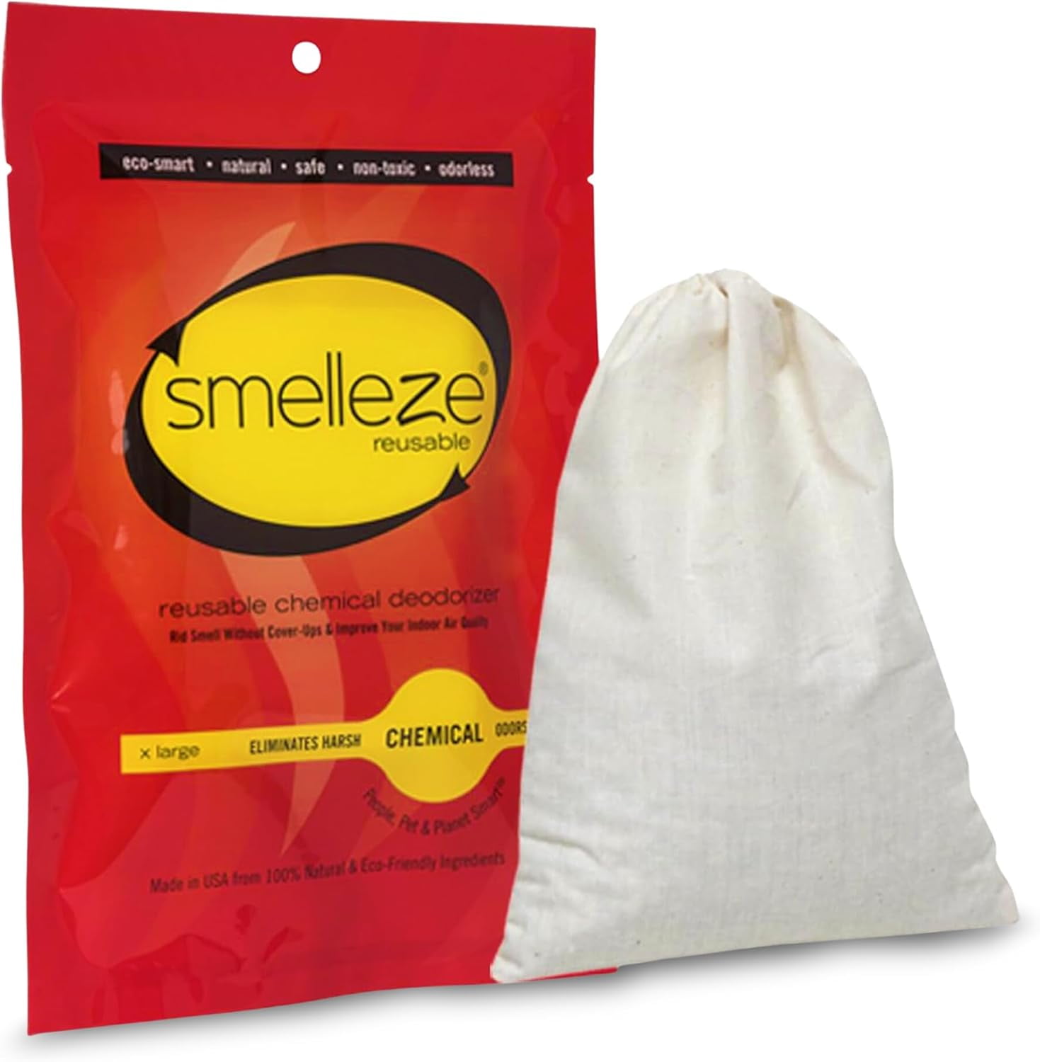 SMELLEZE Reusable Chemical Smell Eliminator X Large Pouch: All-Natural ...