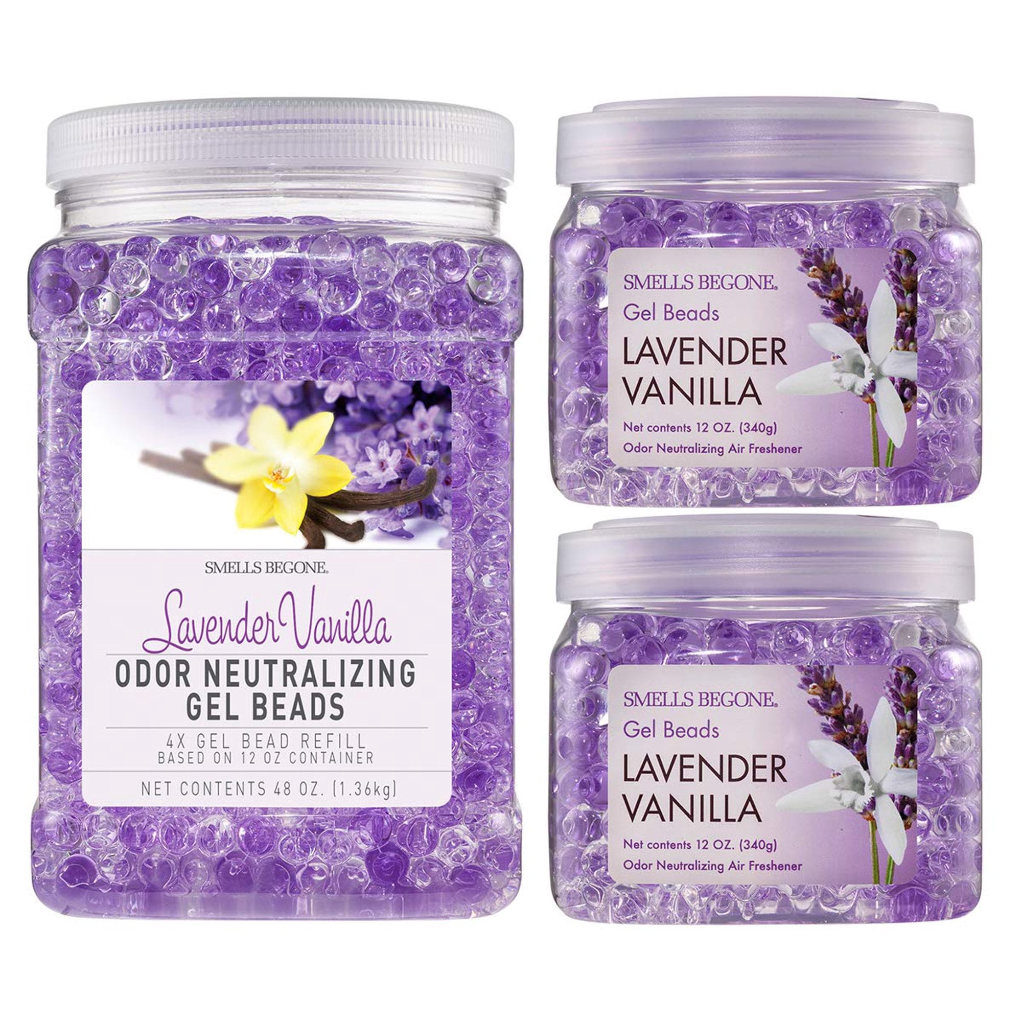 SMELLS BEGONE Odor Eliminator Gel Beads, 12oz 2-Pack, 48oz Refill ...