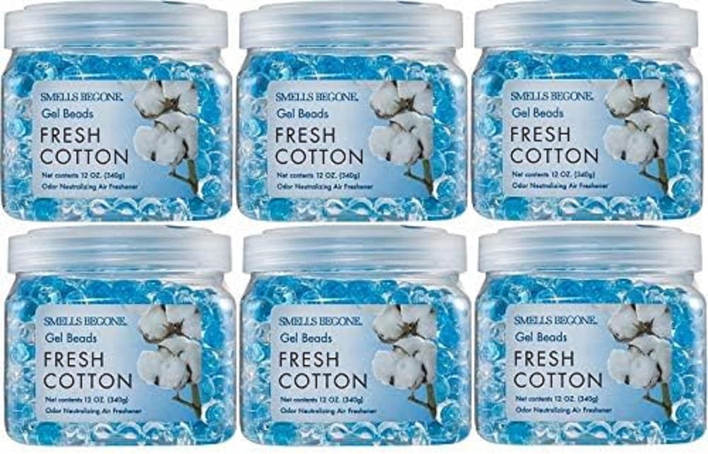SMELLS BEGONE Odor Absorber Gel Beads, 12oz 6-Pack, Fresh Cotton Scent ...