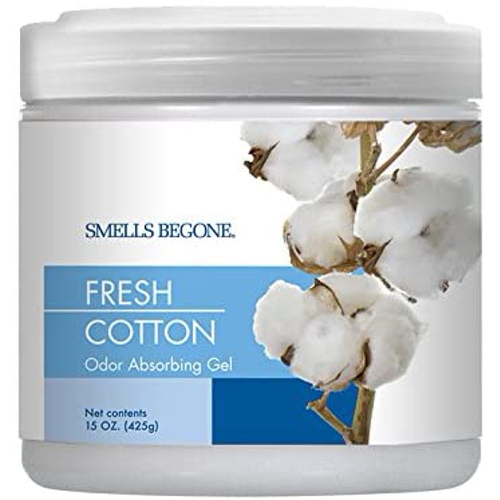 SMELLS BEGONE 15oz Odor Absorber Gel, Fresh Cotton Scent, Solid Odor Neutralizer, 90 Days Use ...
