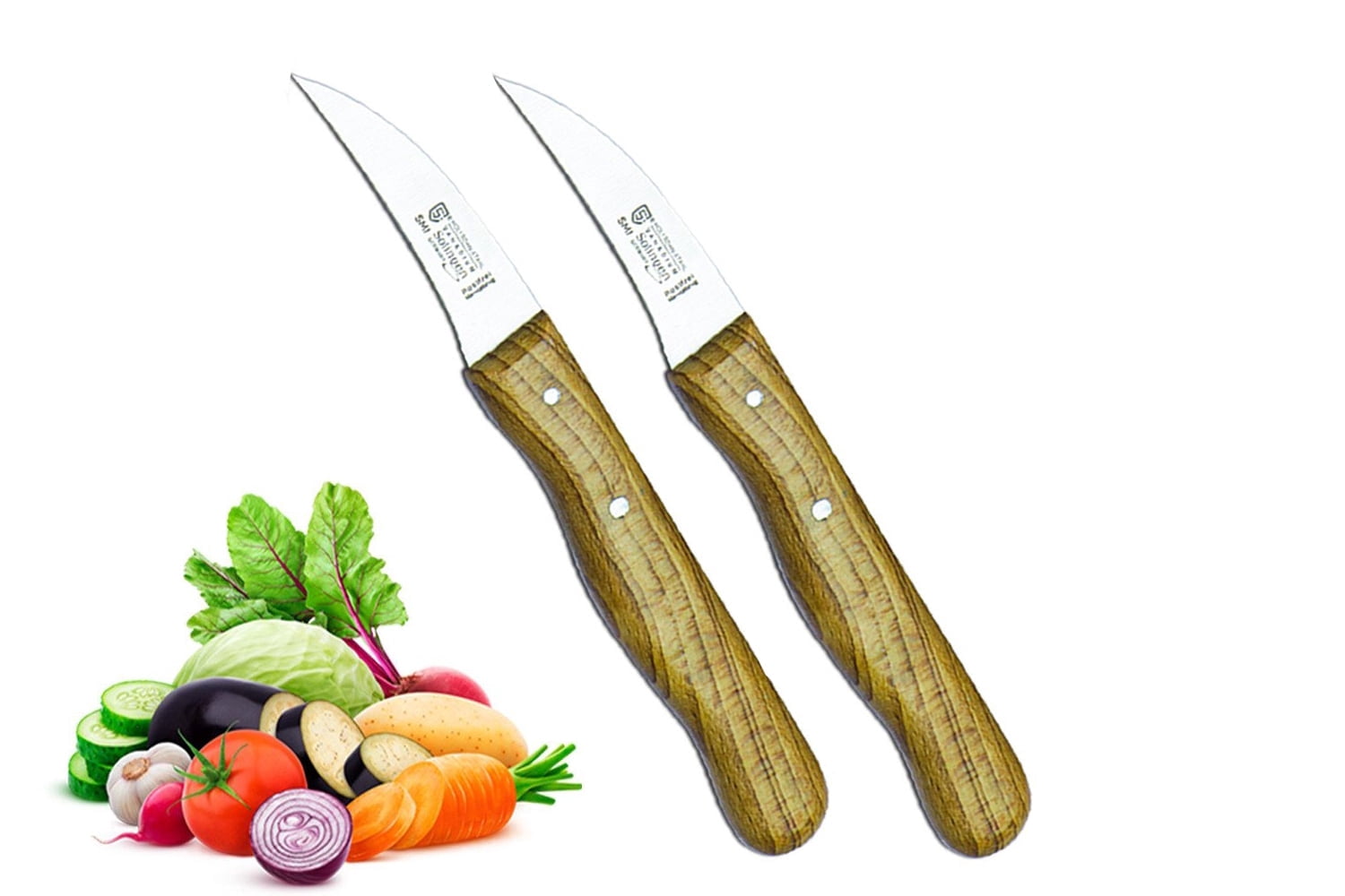 SMI 2 Pcs Solingen Germany Peeling Knife Beech Wood Handle Paring knife ...