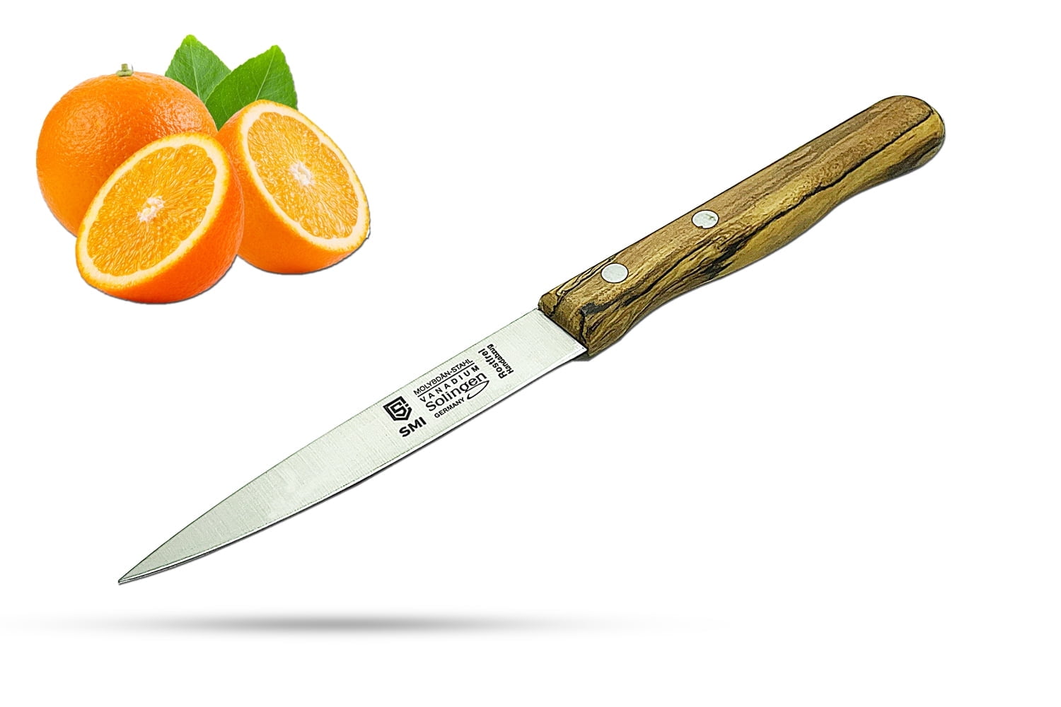 SMI Solingen Paring Knife with Olive Wood Handle - Stainless Steel ...