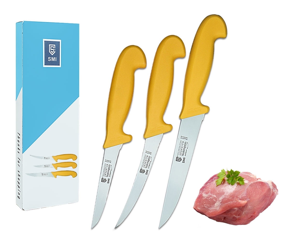 SMI, Butcher Knife Set, 3-Piece, 5", 6", and 8" Stainless Steel Blades ...