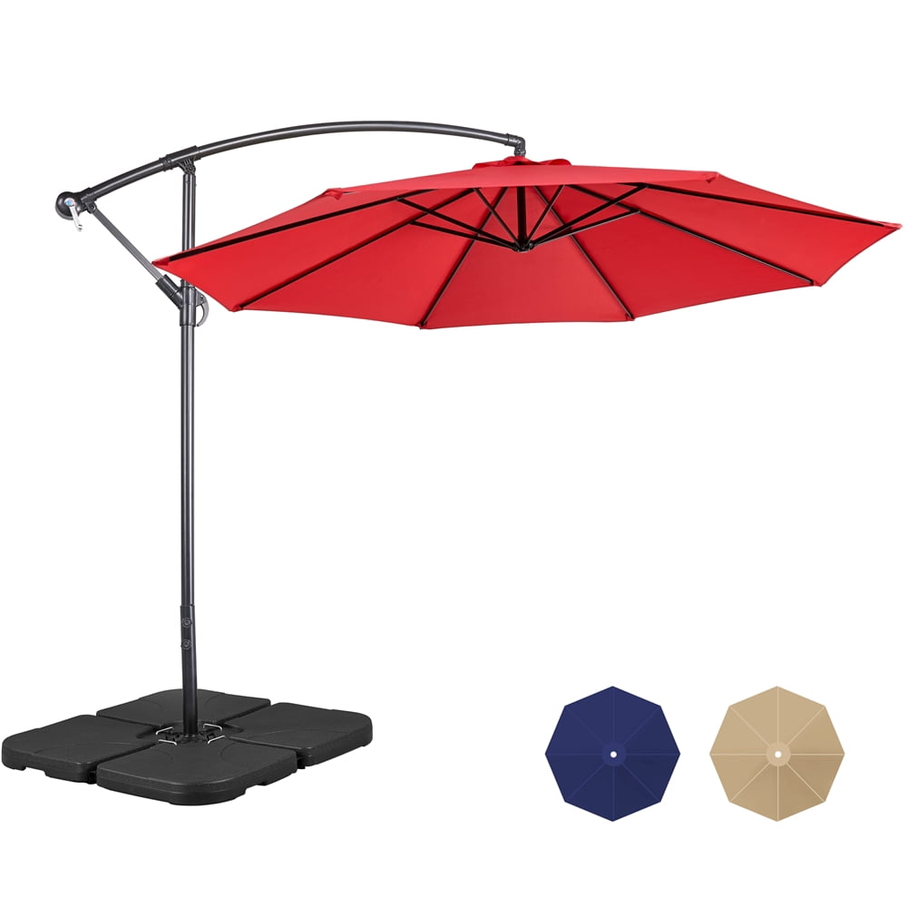 Alden Design 10 Ft Patio Offset Umbrella with 4PCS Fillable Patio ...