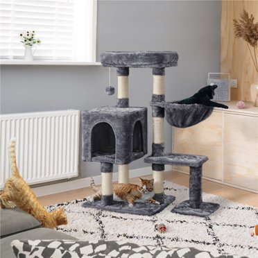 PAWZ Road Cat Tree 29.5" Sisal Cat Scratching Posts Tower Hammock Top ...