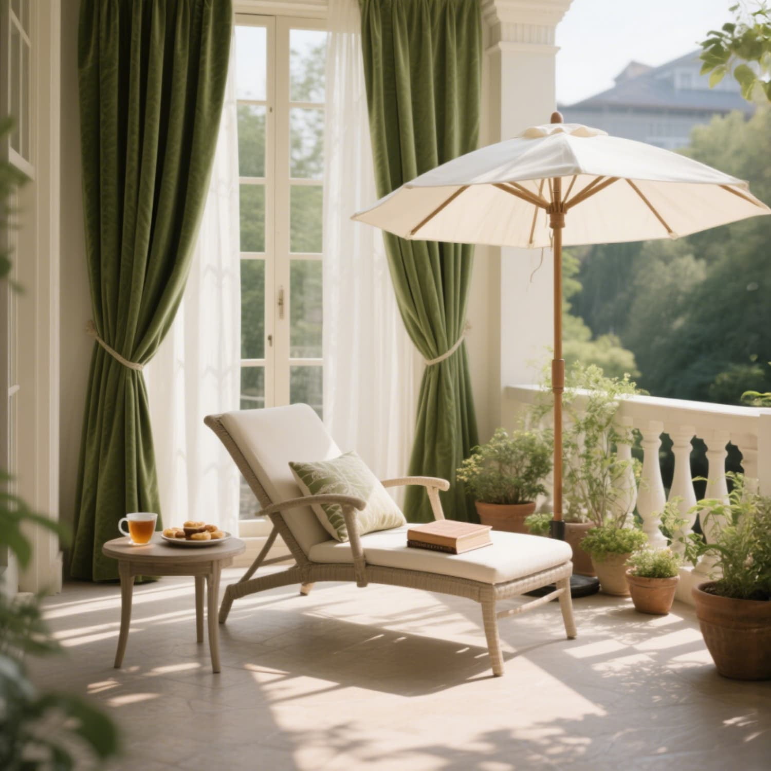 SMILETIME Green & White Back Tab Curtains, 4 Panels Set Rod Pocket ...