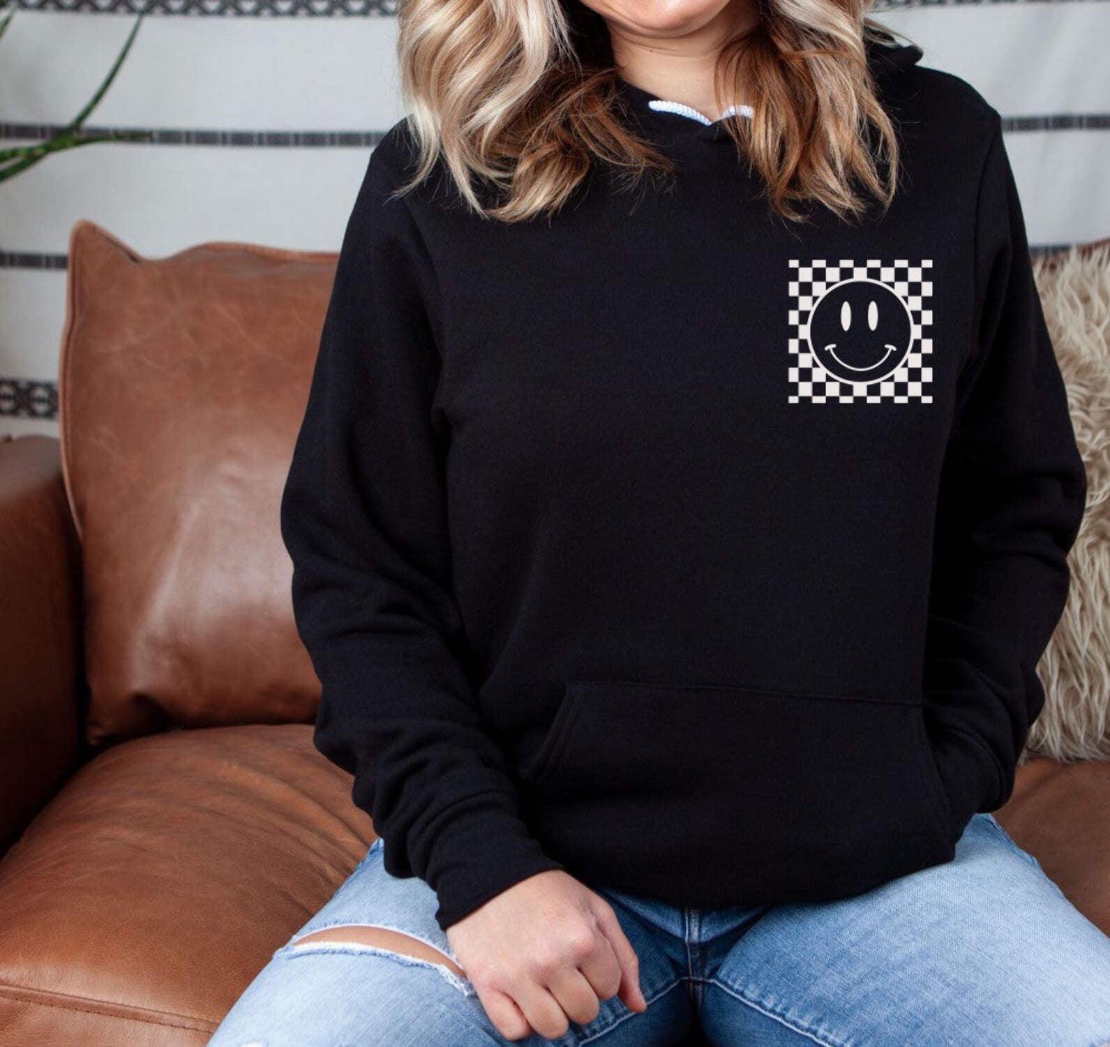 SMILEY FACE Graphic Unisex Sponge Fleece Hoodie - Walmart.com
