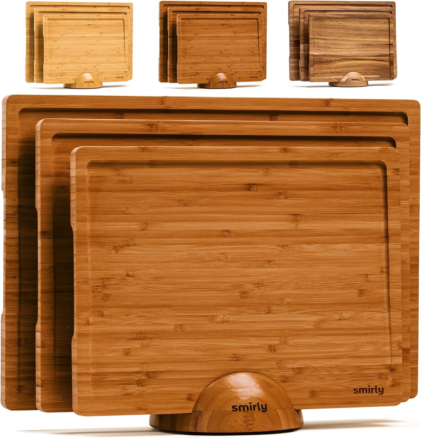 SMIRLY Wooden Cutting Boards For Kitchen - Bamboo Cutting Board Set ...