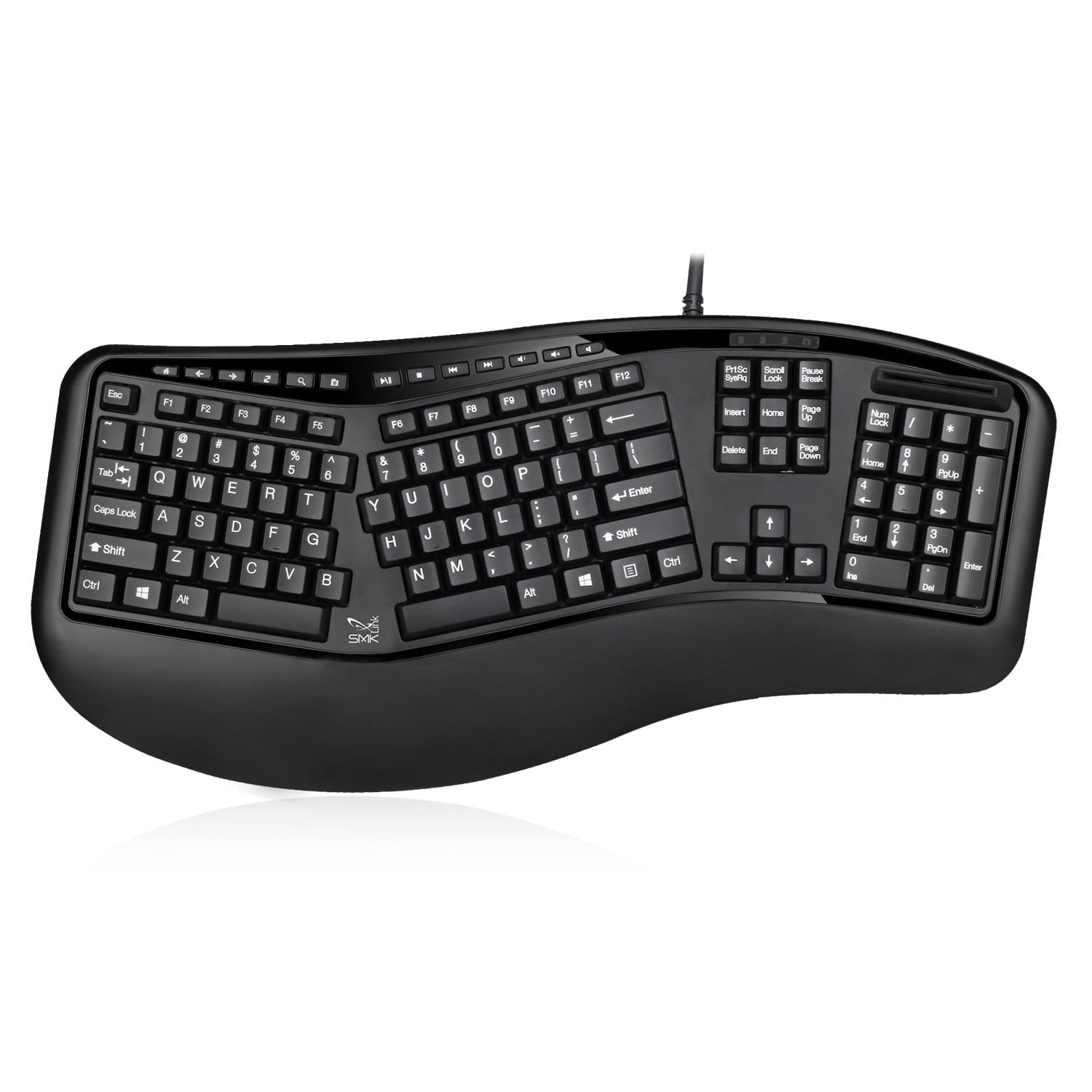SMK-Link VP3827 TAA-Compliant Ergonomic Keyboard with Smart Card Reader ...