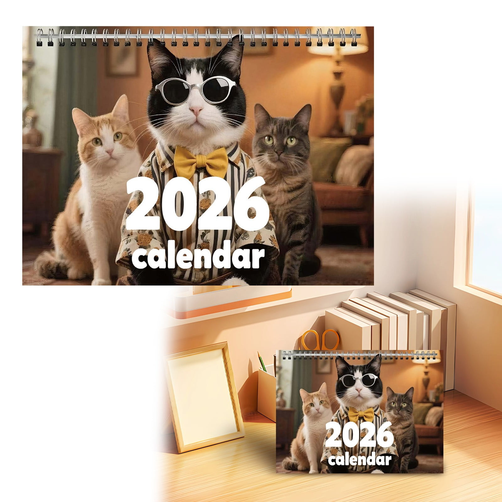 SMKE 2026 Cat-Themed Hanging Wall Calendar,Charming Monthly Cat Pattern ...