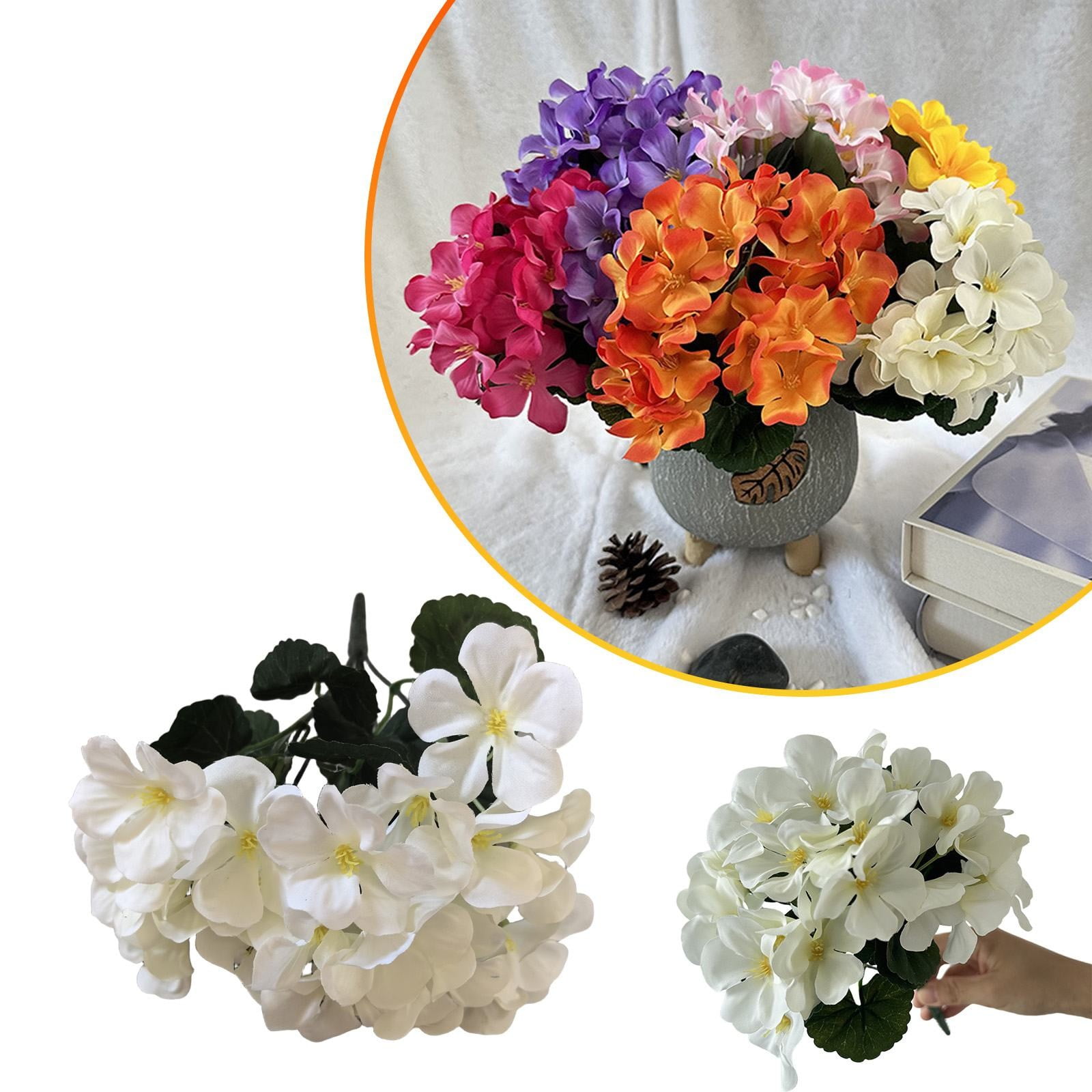 SMKE 4Pc Artificial Begonia Geranium Bouquet,Thematic Memorial Wedding ...