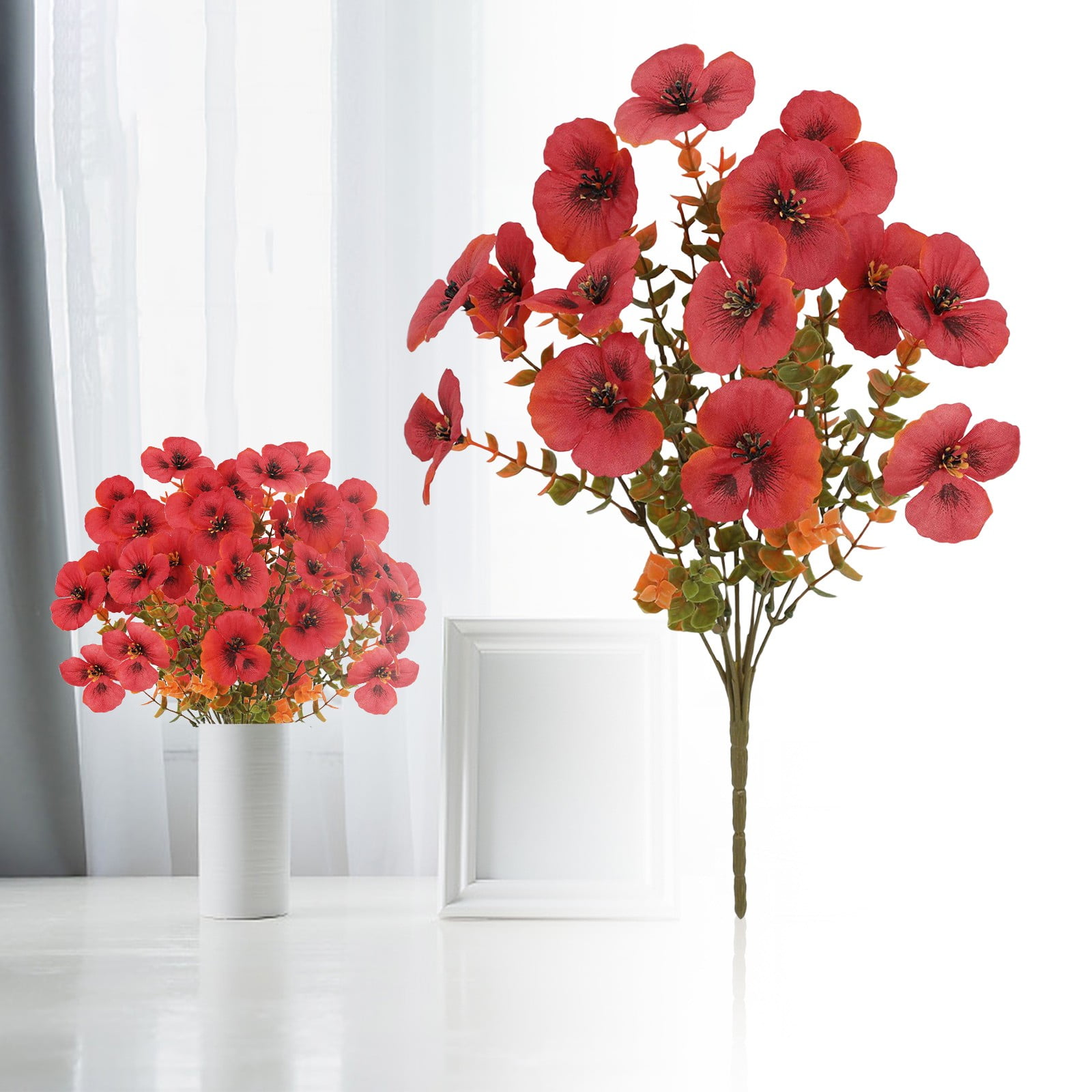 SMKE 4Pc Lifelike Artificial Pansy Bouquets,Multi-Color Home Table ...