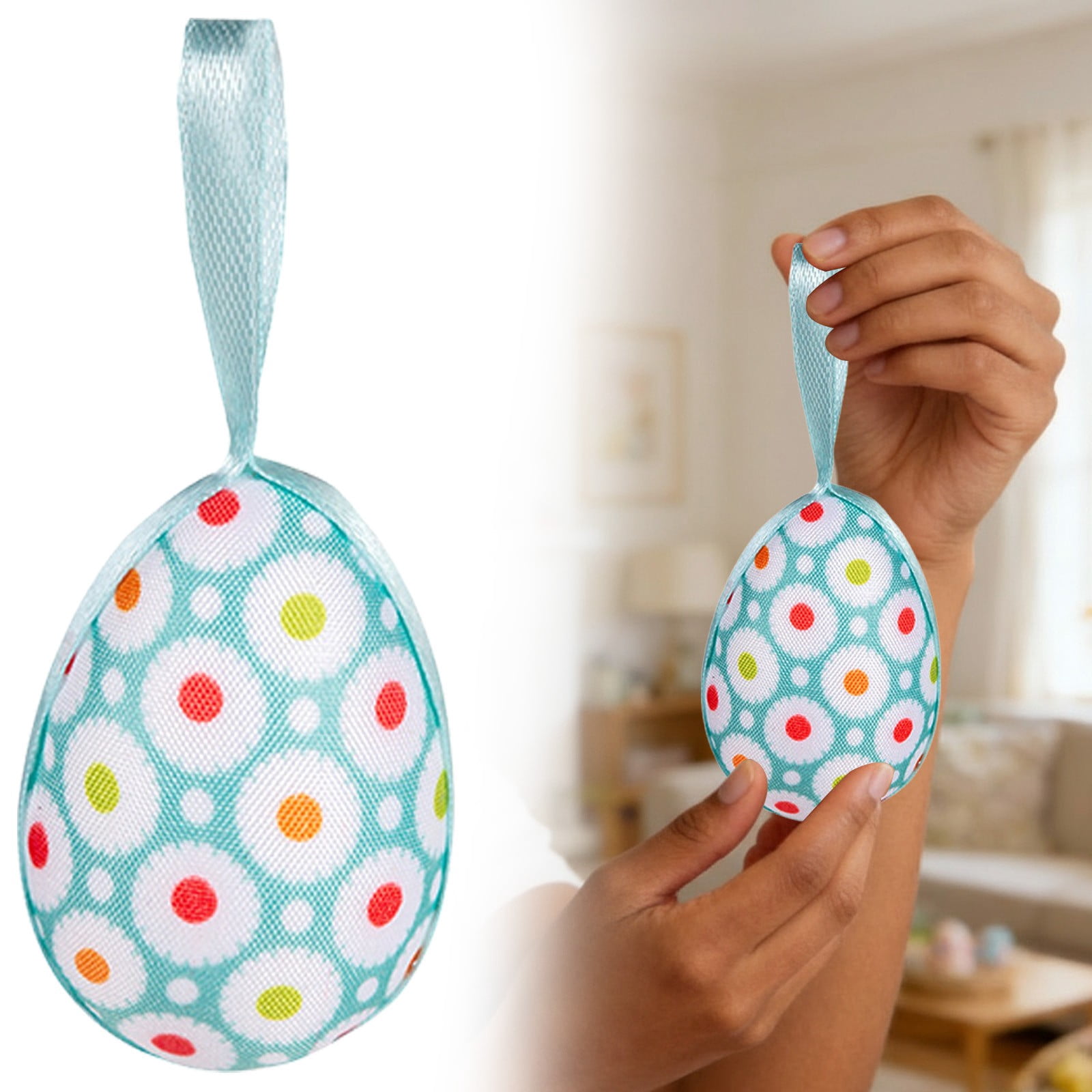 SMKE 6pc Easter Hanging Egg,Plaid Easter Decor,Spring Home Ornament ...