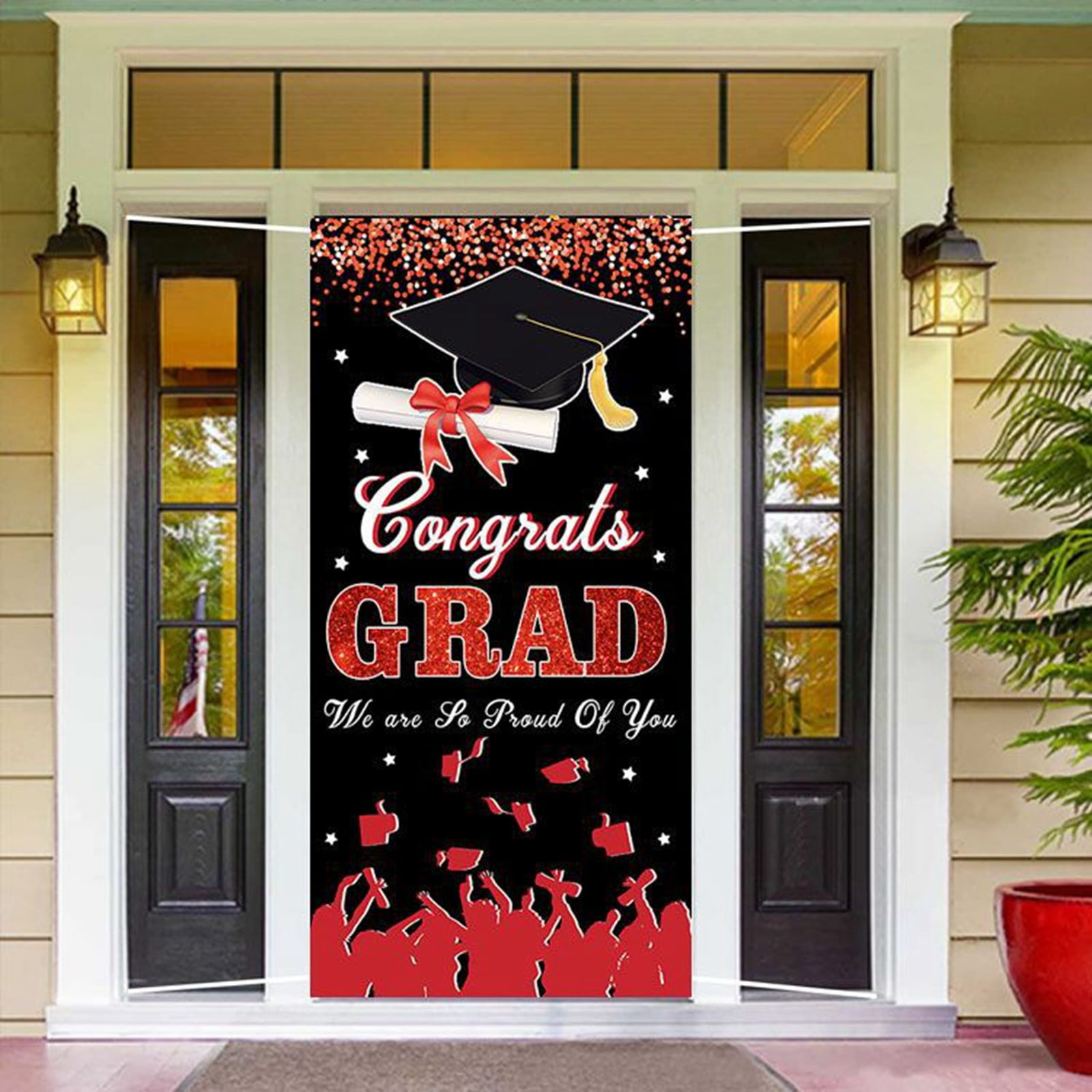 SMKE 71 x 35 Inch Congrats Grad Class of 2025 Sign Banner Door Cover, Graduation Party ...