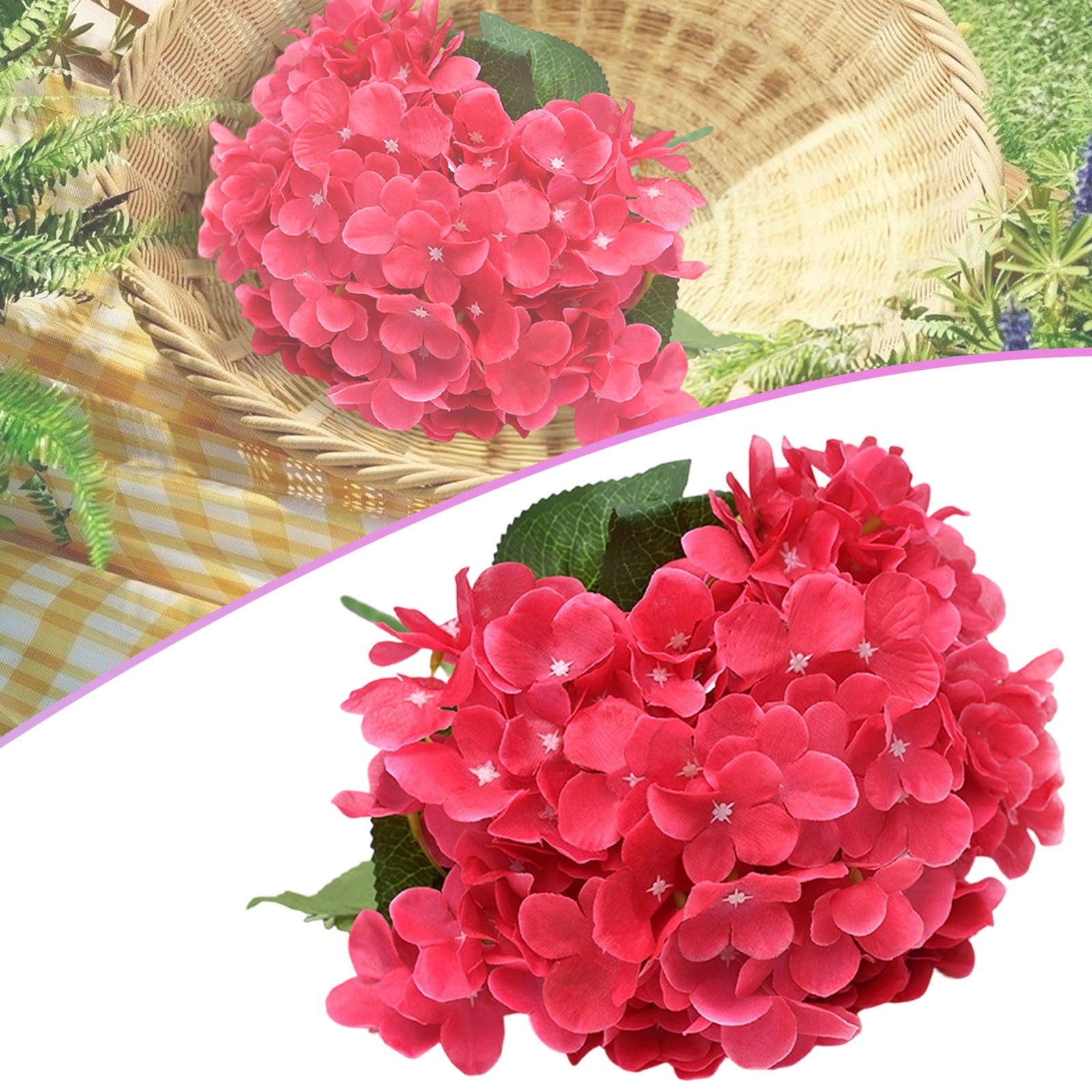 SMKE Artificial Fake Flowers Plant,14" Pink Perfect Hydrangea For ...