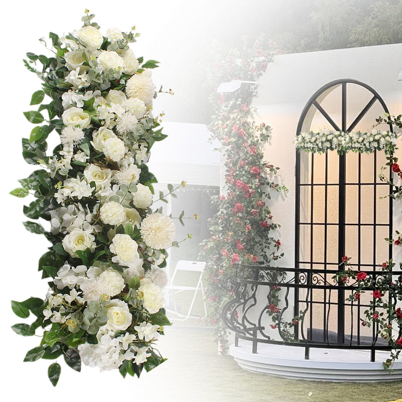 SMKE Artificial Flower Rose Peony Swag Arch Wreath Centerpiece For ...