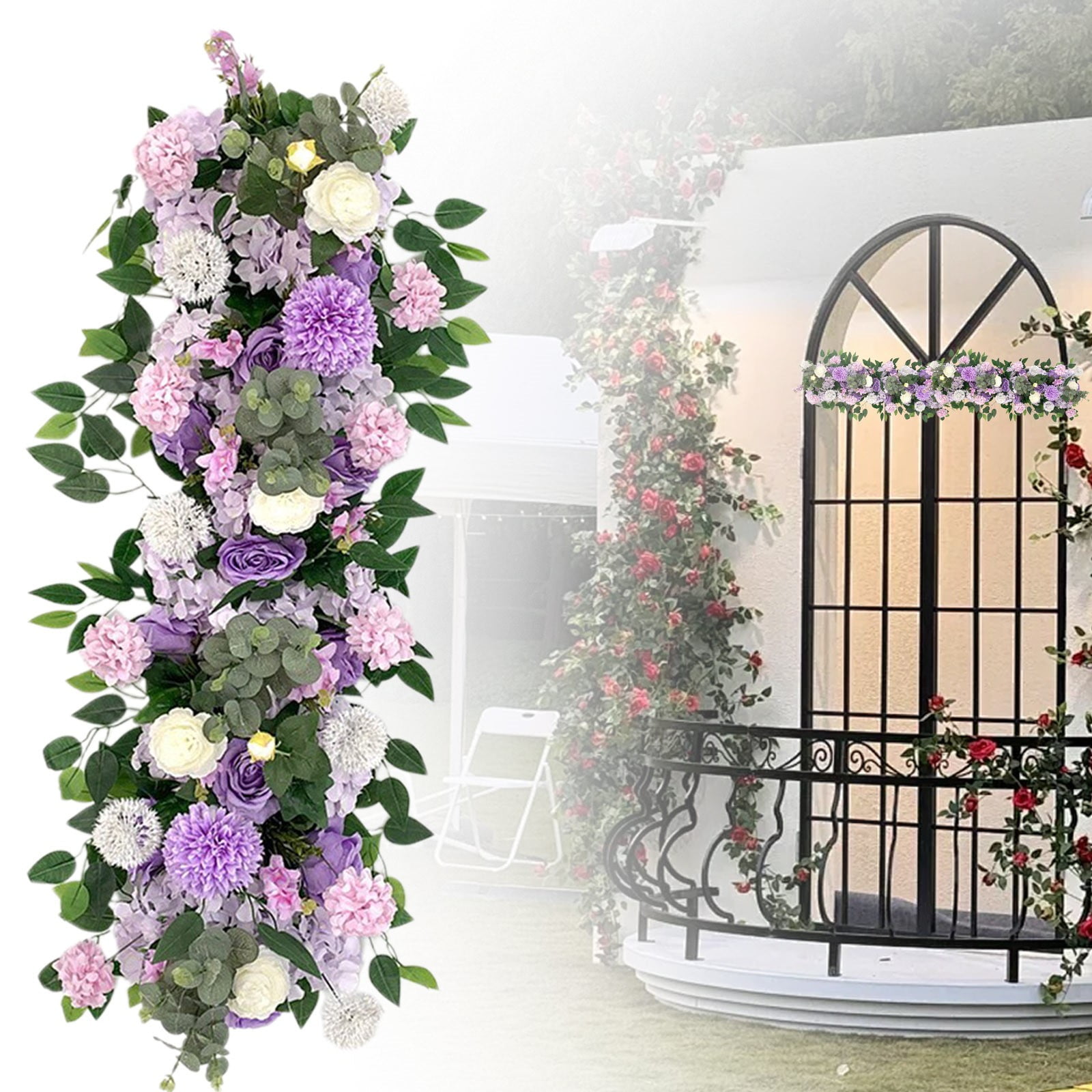 SMKE Artificial Flower Rose Peony Swag Arch Wreath Centerpiece For ...