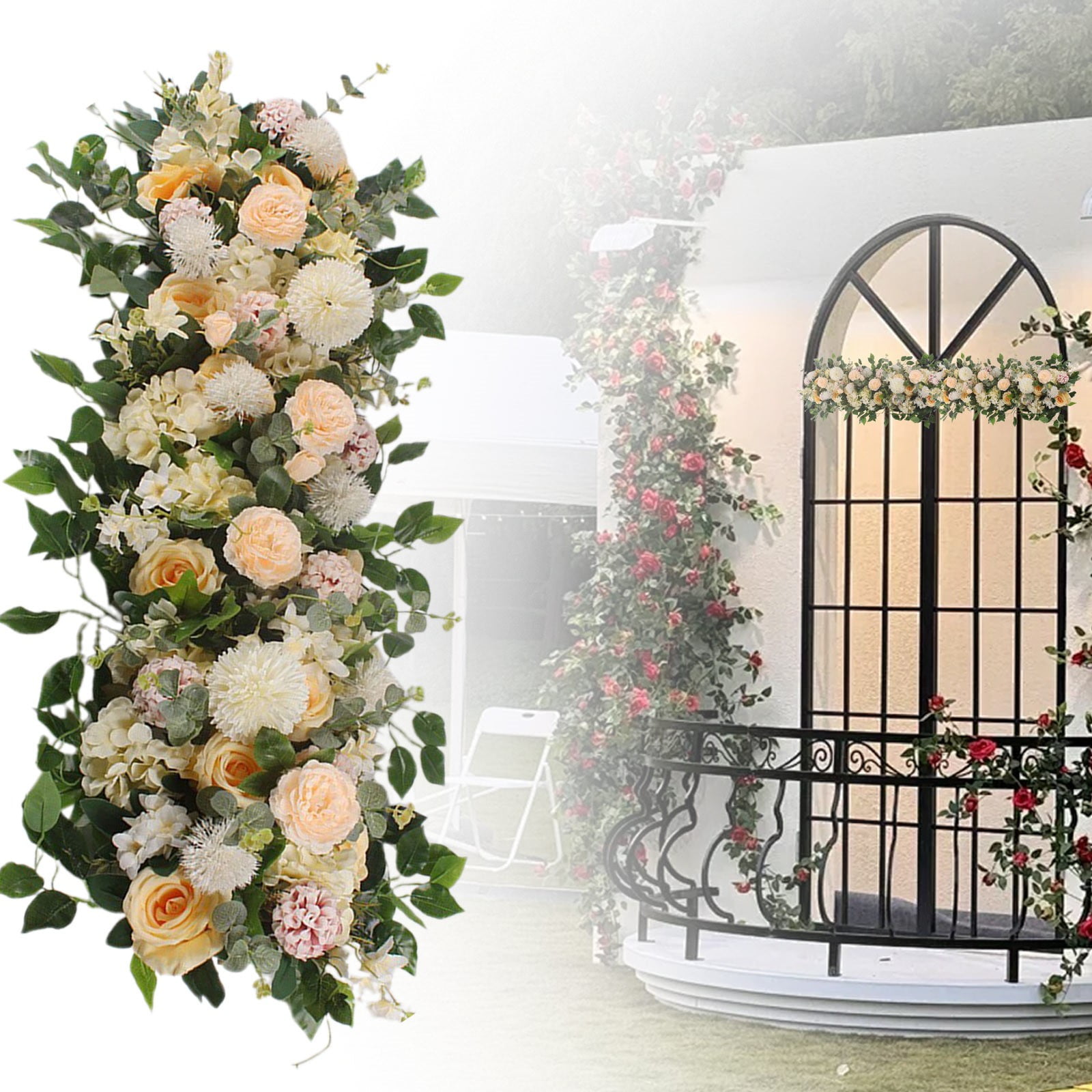 SMKE Artificial Flower Rose Peony Swag Arch Wreath Centerpiece For ...