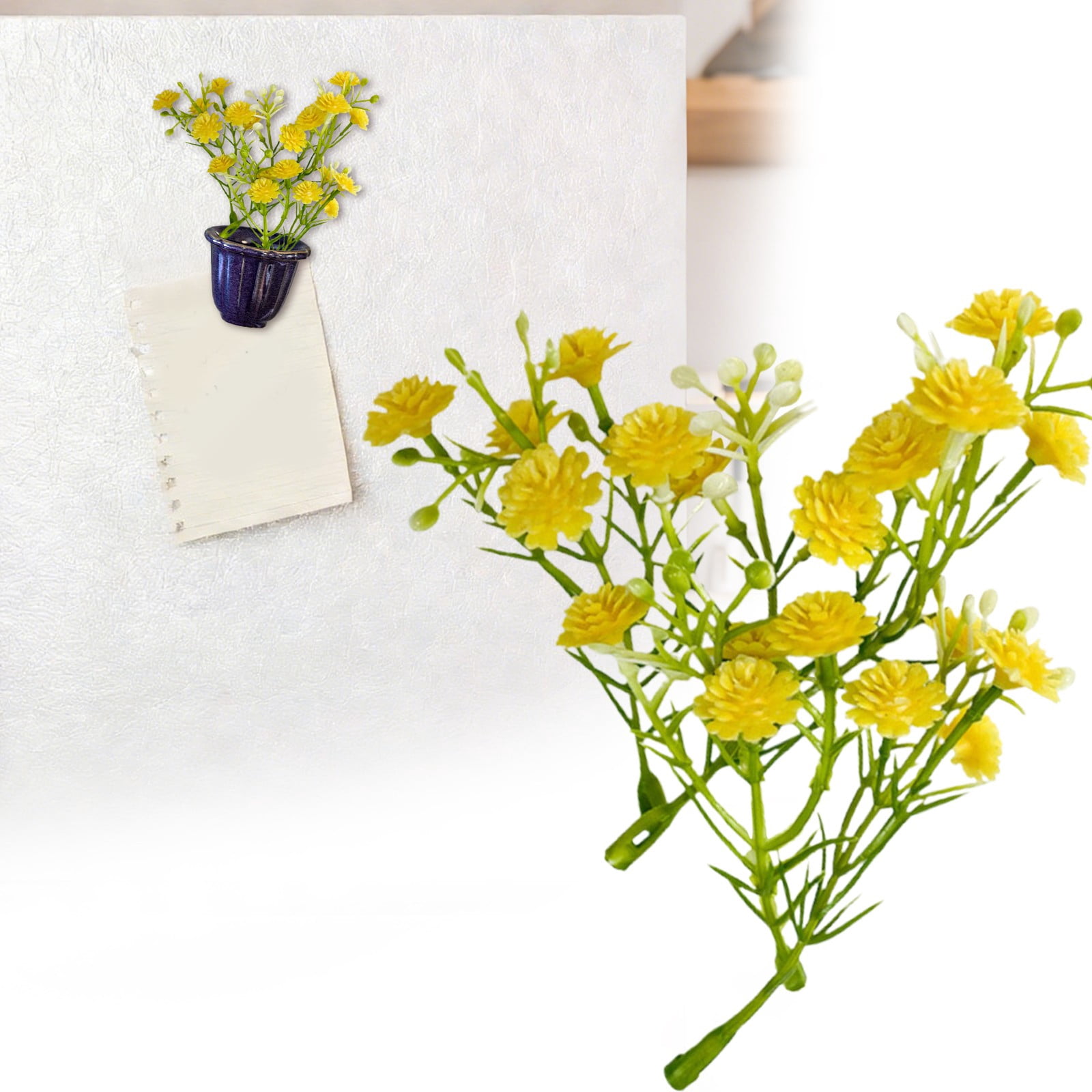 SMKE Artificial Flowers Bouquet,5Pc Yellow 3." Baby'S Breath ...