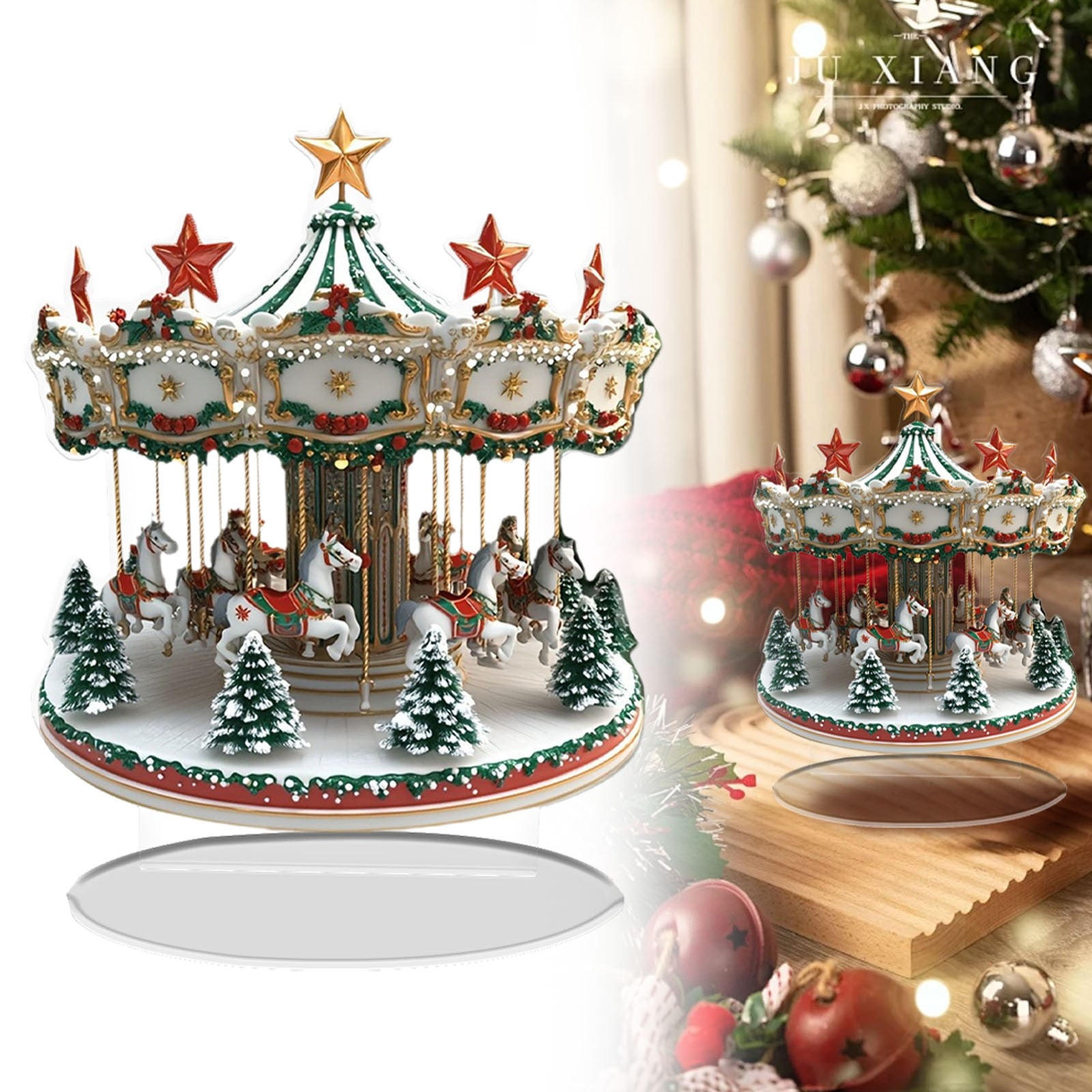 SMKE Christmas Tabletop Art Painting,House Diy Desk Ornament,Christmas ...