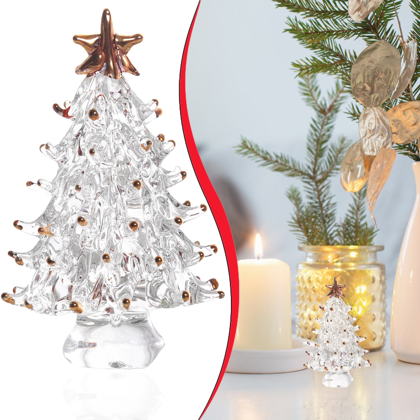SMKE Crystal Christmas Tree Figurine Mini Artificial Glass Tree ...