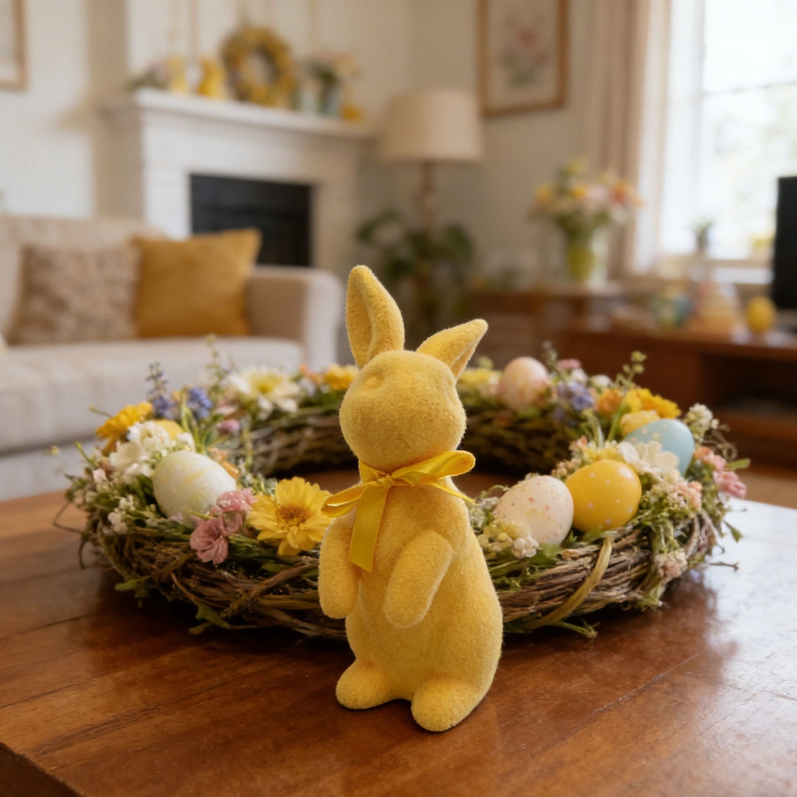 SMKE Easter Centerpieces,Pastel Bunny Figurines,Soft Flocked Rabbits ...
