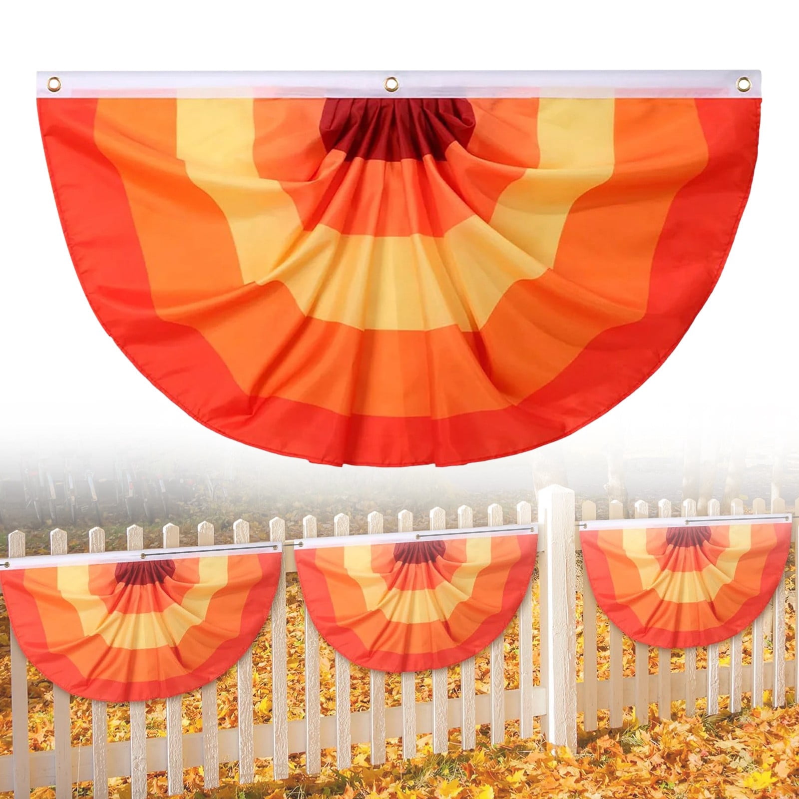 SMKE Fall Bunting Thanksgiving Pleated Fan Flag Bunting Fall Banners ...