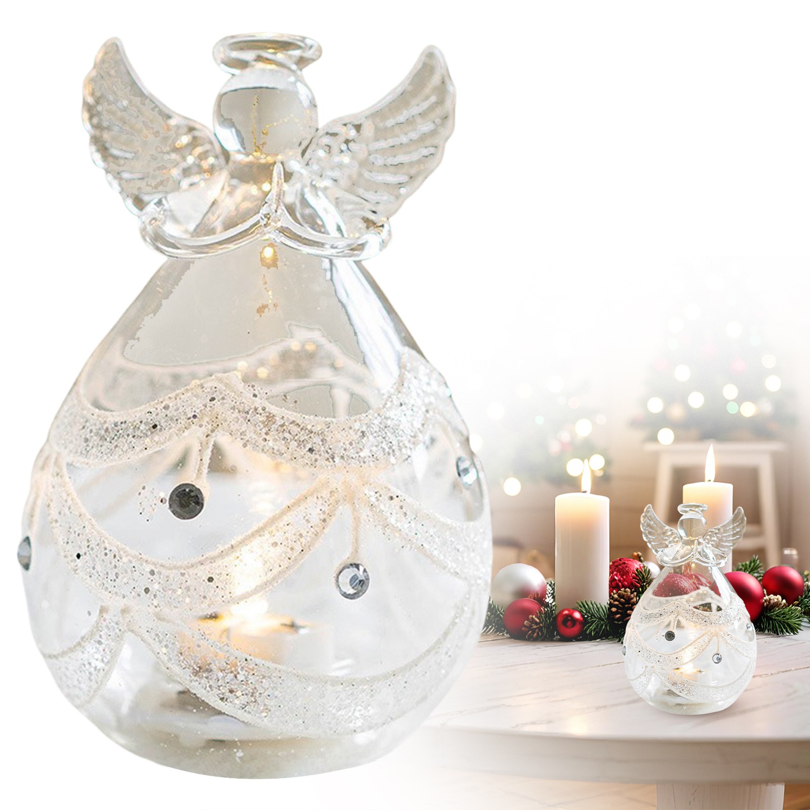 SMKE Glass Angel Statue,Prayer-Inspired Decor,Stable Figurine,Indoor ...