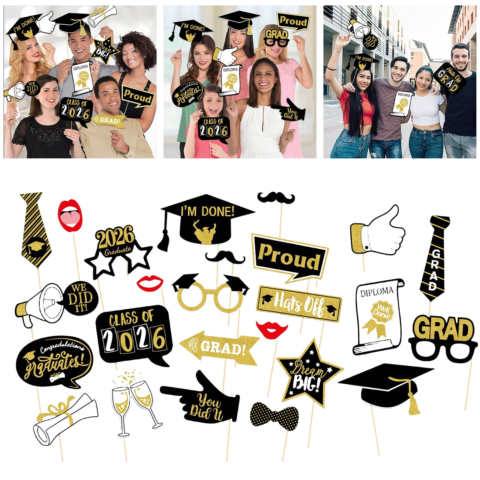 SMKE Graduation Photography Kit,With Hat,Microphone,Glasses,For High ...