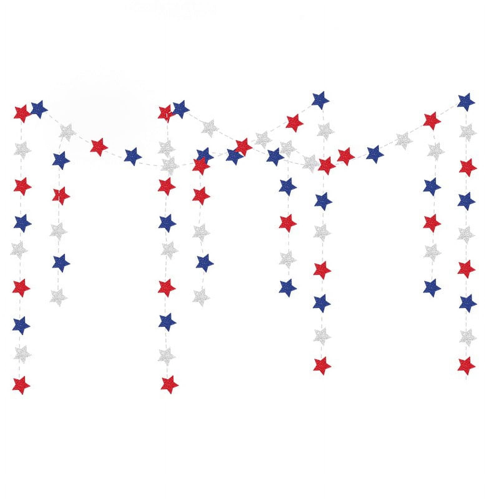 SMKE Patriotic Star Garland Banner Streamers Red White And Blue ...