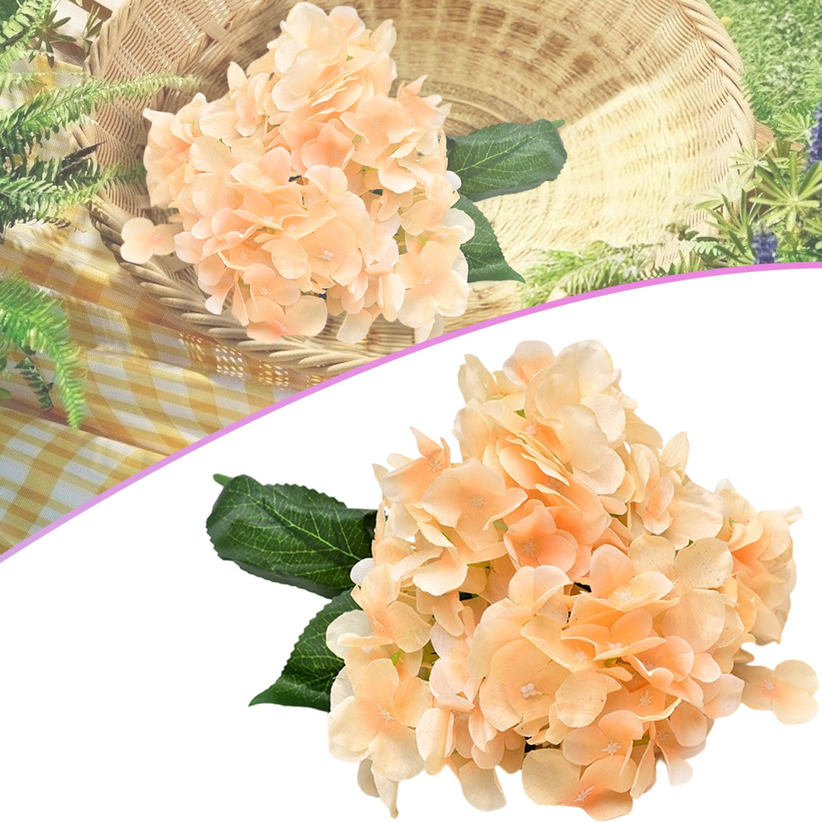 SMKE Plastic Floral Table Centerpiece,14" Yellow Large Hydrangea Head ...