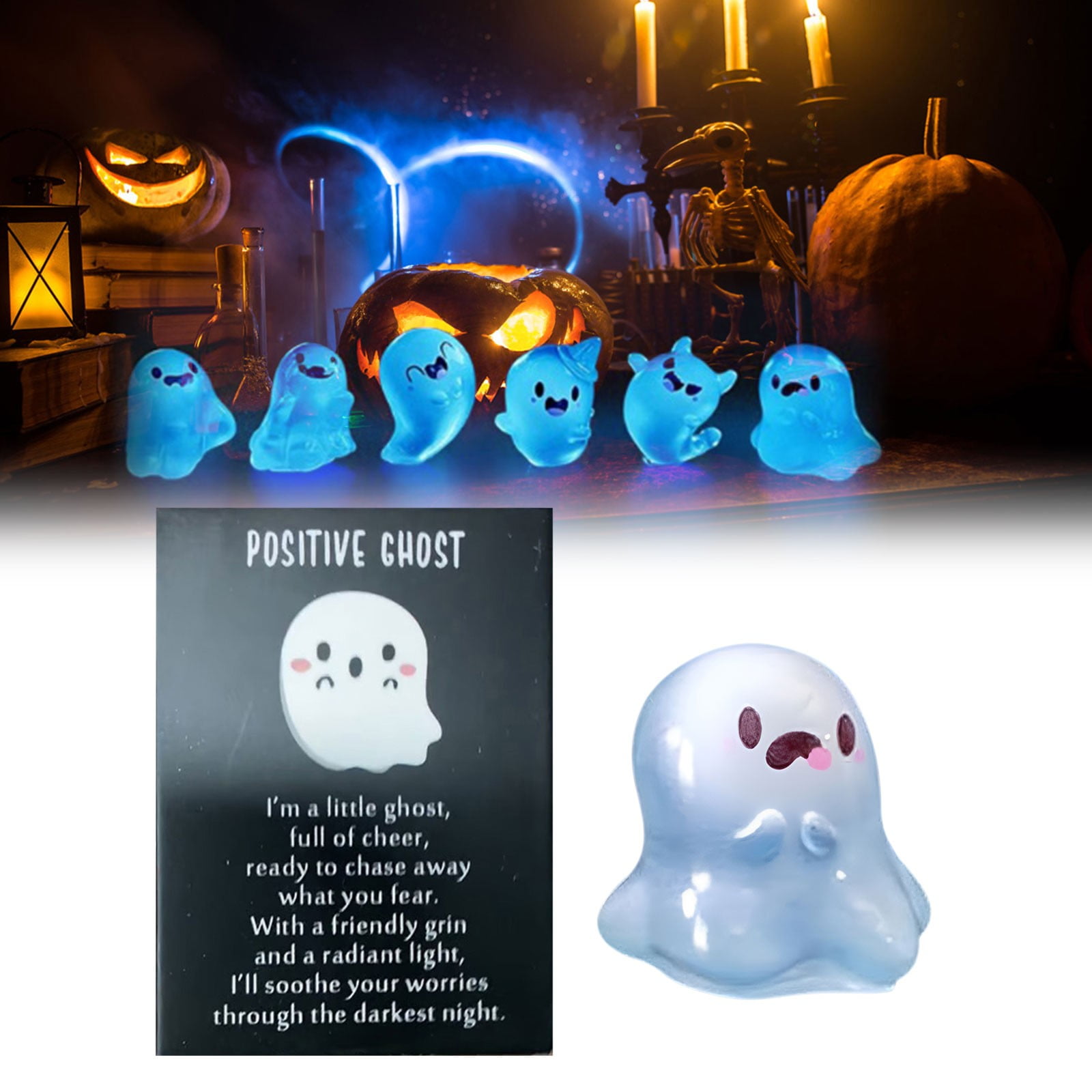 SMKE Resin Luminous Mini Resin Ghost Figurines,Cute Miniature Ghost ...