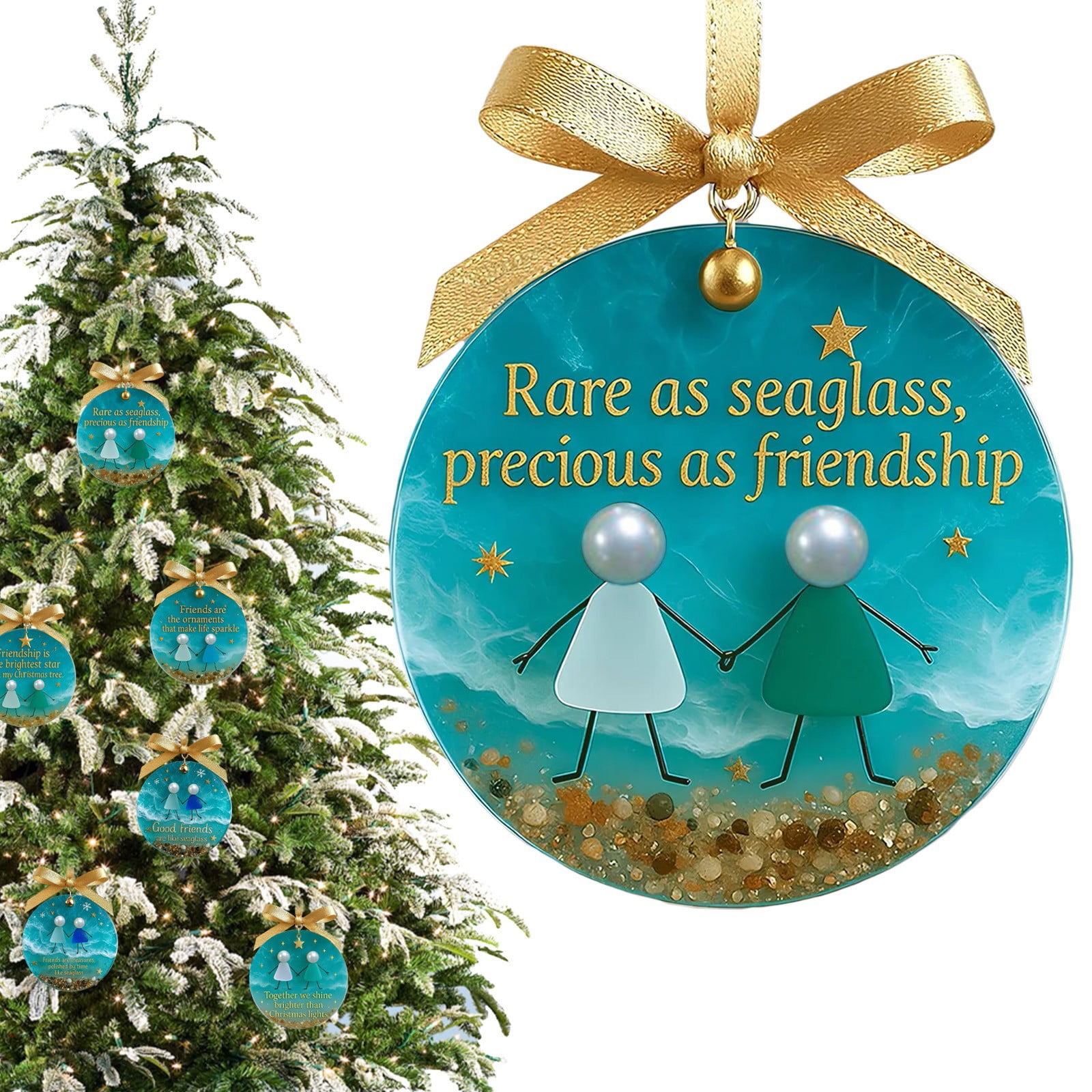 SMKE Sea Glass Friendship Decor,Round Sea Glass Keepsake Friendship ...