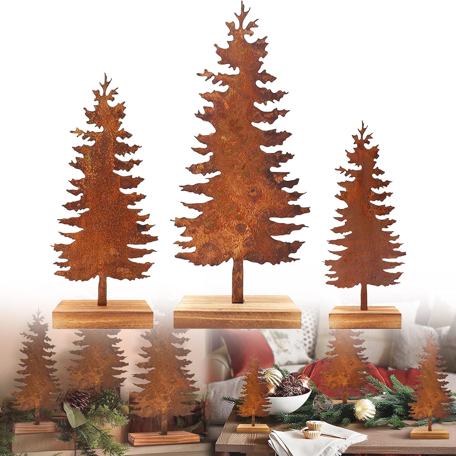 SMKE Set Of 3 Table Christmas Tree Miniature Pine Trees Christmas Tree ...