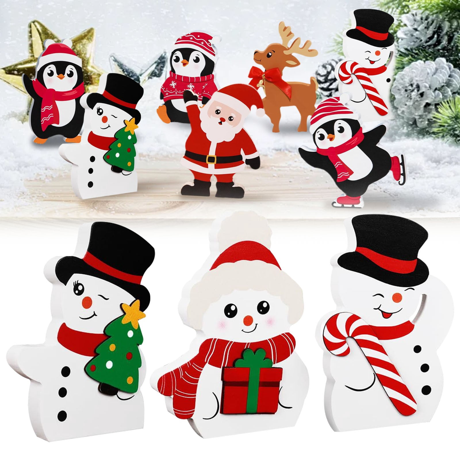 SMKE Snowman Christmas Decorations Indoor,Cute Snowman Winter Tiered ...