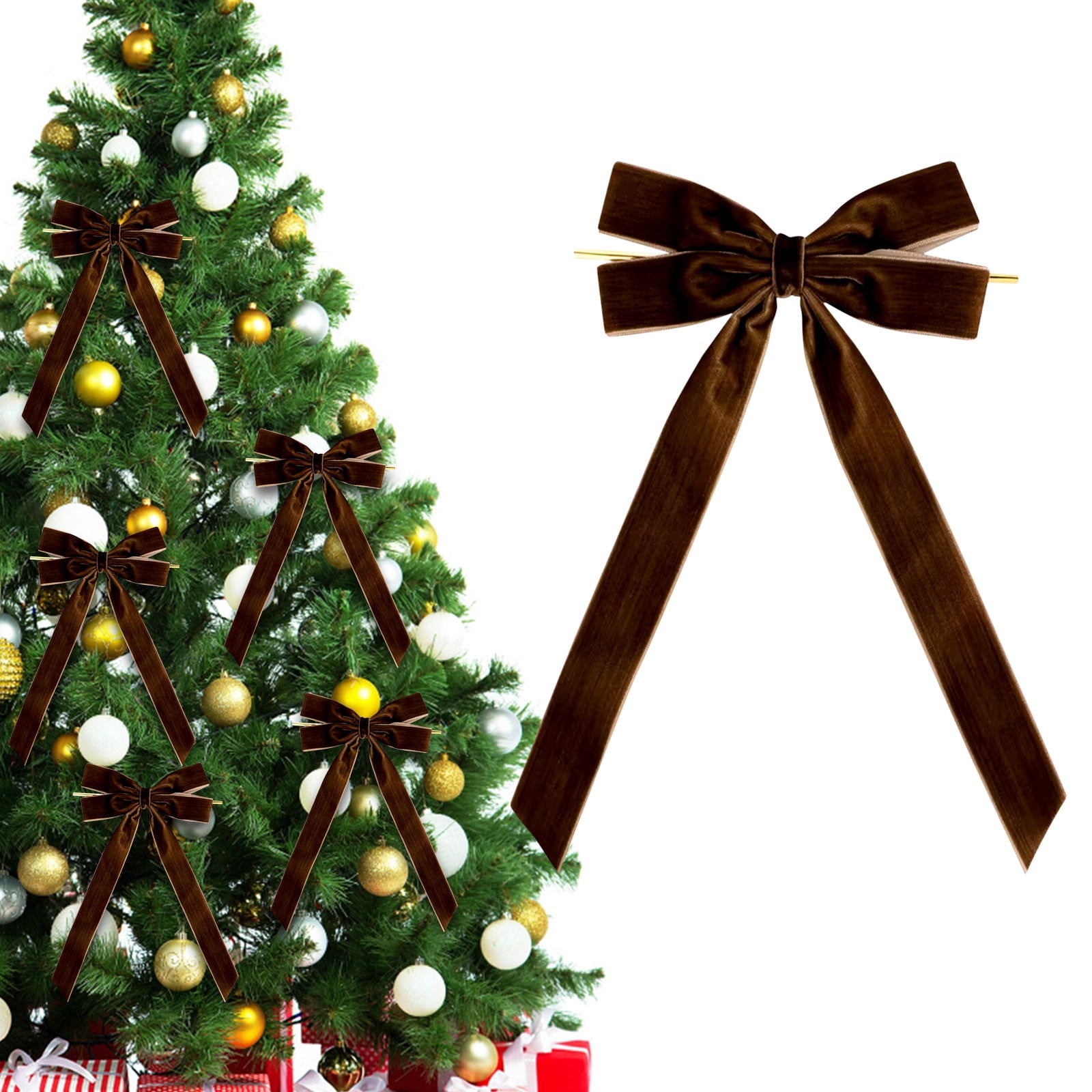 SMKE Velvet Bows Christmas Tree Bows Door Garland Decor Vintage Wreath ...