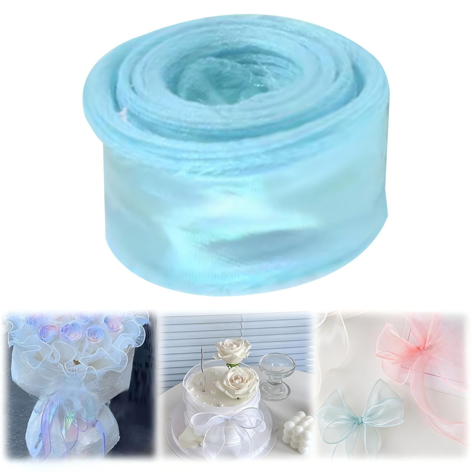 SMKE Wired Organza Ribbon,Sheer Chiffon Fabric,Craft Decor Ribbon ...