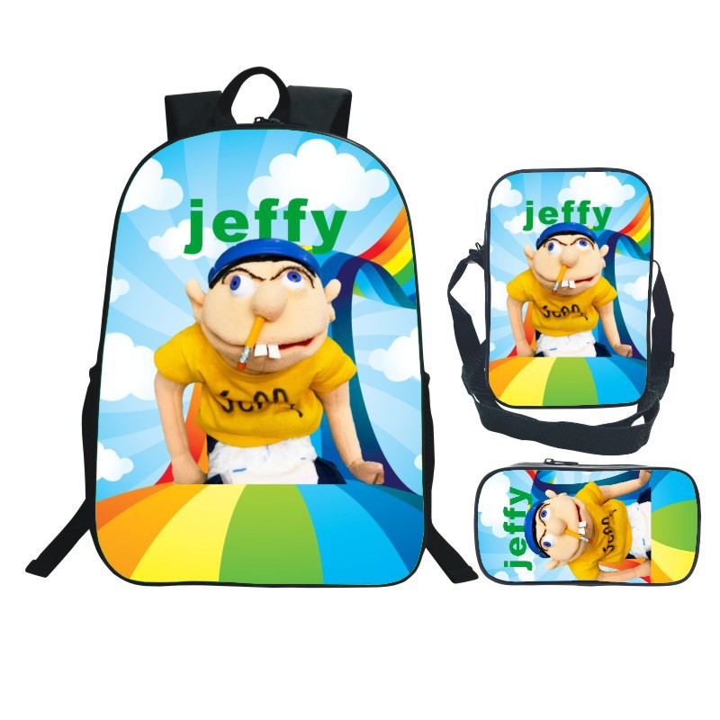 SML Jeffy Anime Backpacks Sets, Cartoon Laptop Backpack with Lunch Box ...