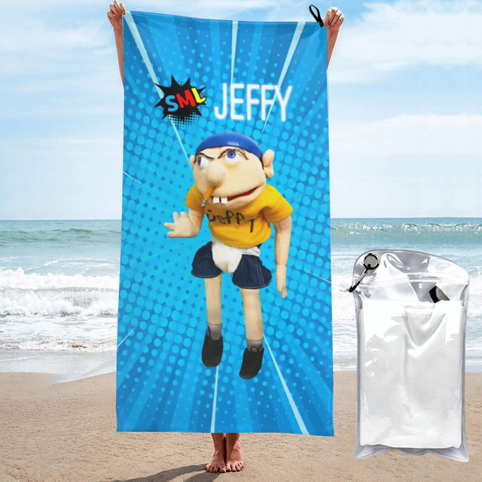 SML Jeffy Beach Towel Absorbent Large Towel 3D Cartoon Towel Fast ...