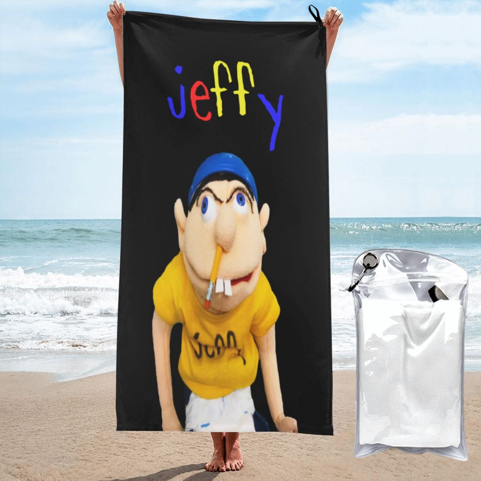 SML Jeffy Beach Towel Absorbent Large Towel 3D Cartoon Towel Fast ...