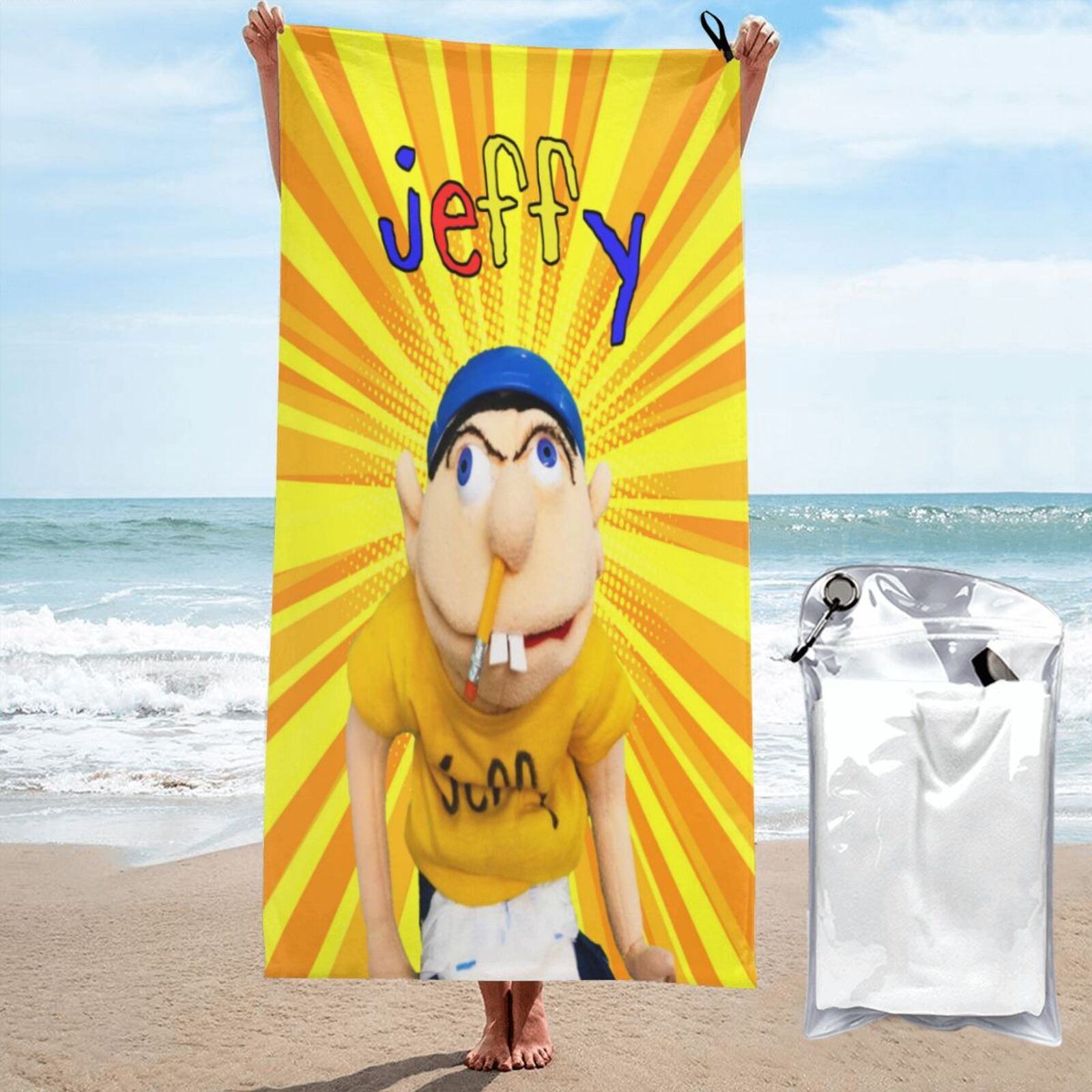 SML Jeffy Beach Towel Absorbent Large Towel 3D Cartoon Towel Fast ...
