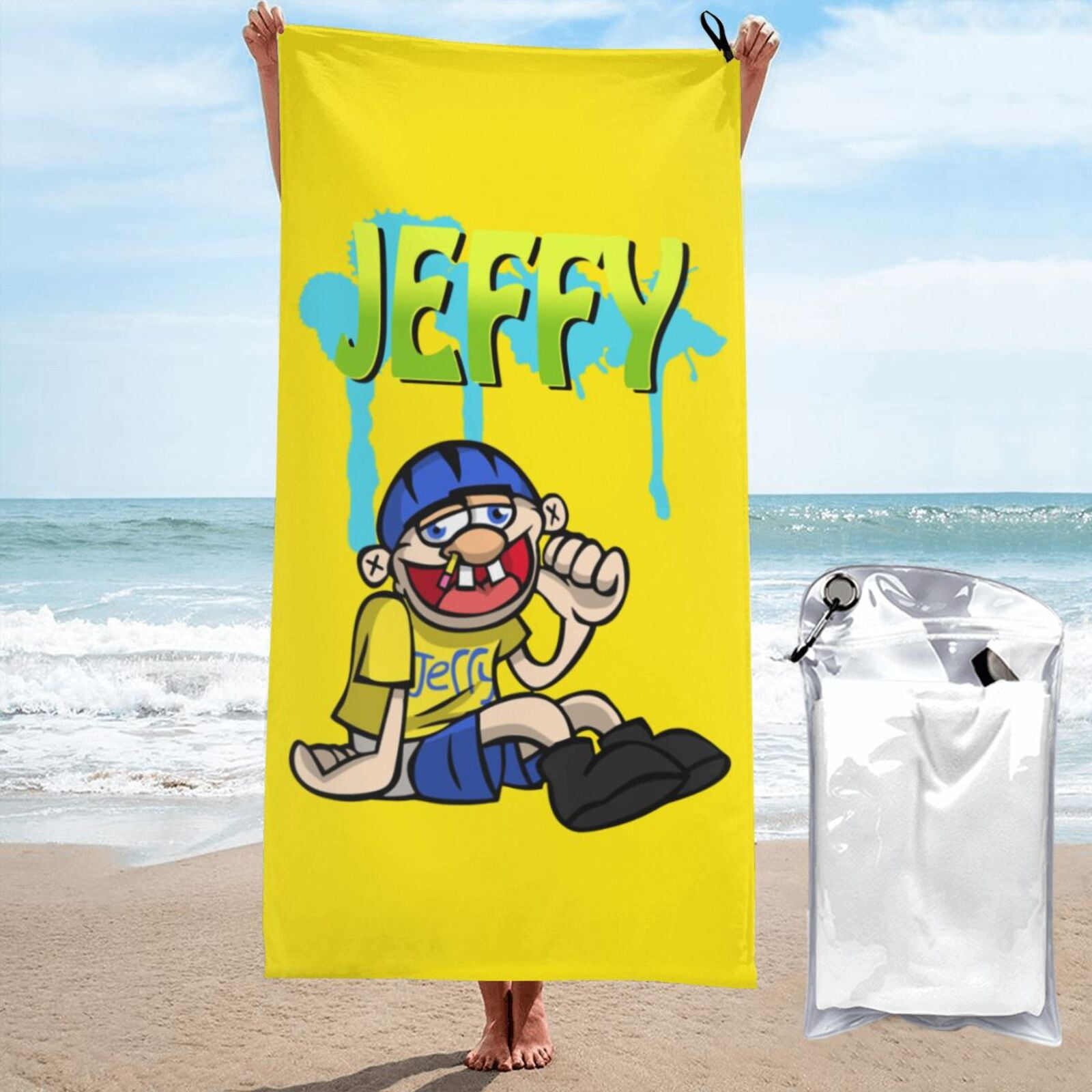 SML Jeffy Beach Towel Absorbent Large Towel 3D Cartoon Towel Fast ...